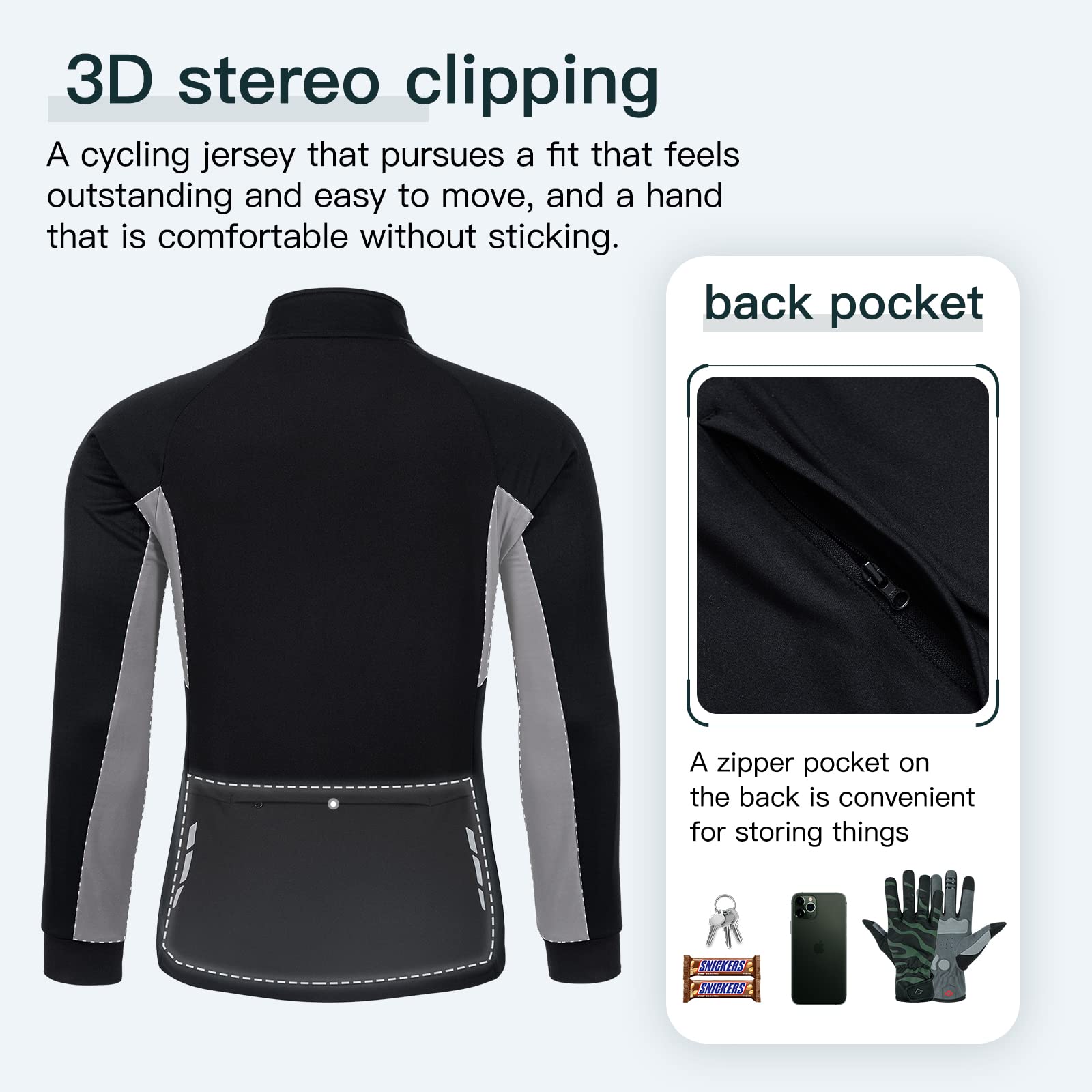 DIFOS Men's Windproof Running Cycling Jackets Windbreaker Thermal Bike Coat with Rear Pocket(M,Black)