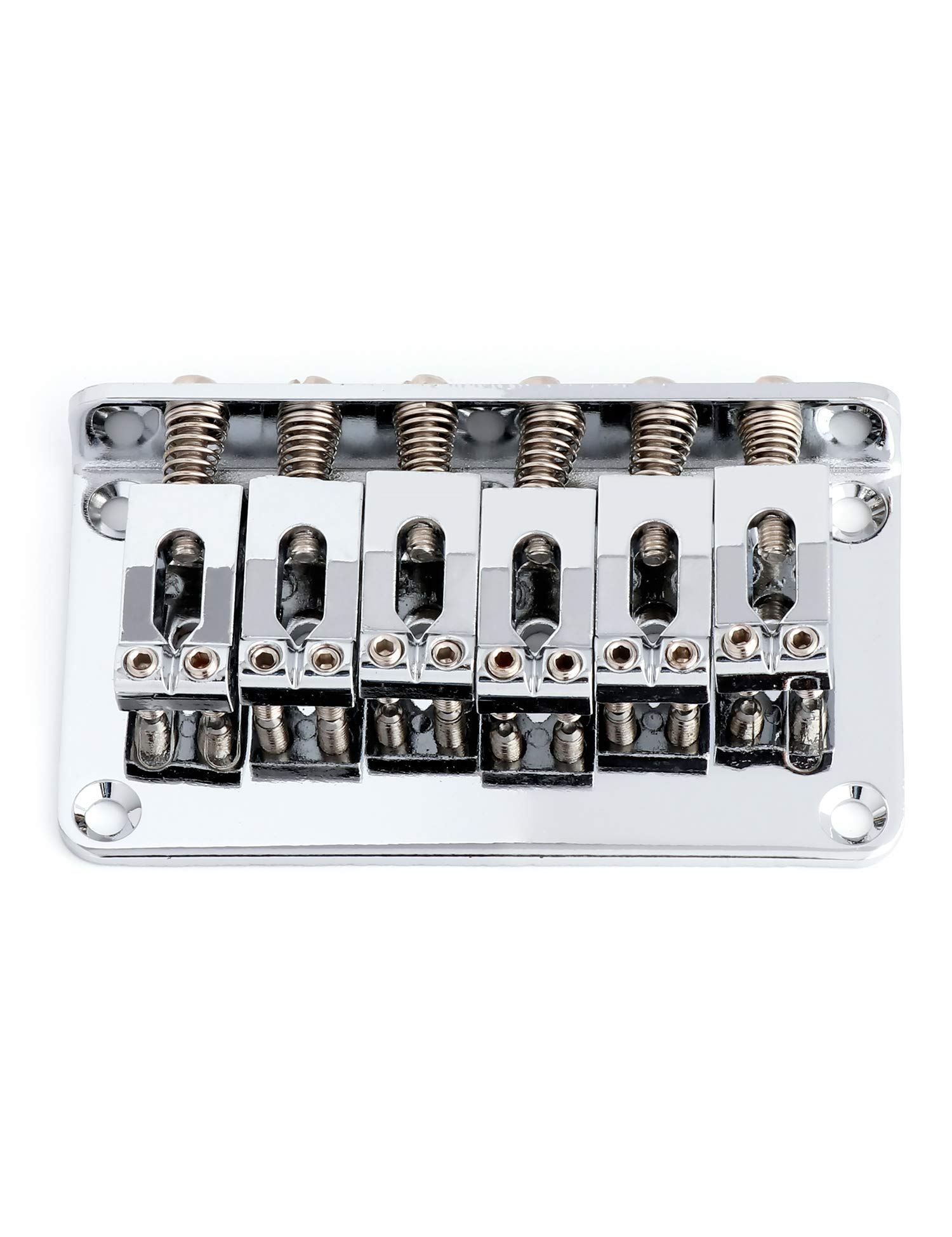 Metallor Top Load Guitar Bridge Tailpiece Fixed Hardtail Saddle Bridge Compatible with 6 String Fender Strat Tele Style Electric Guitar Parts Chrome.