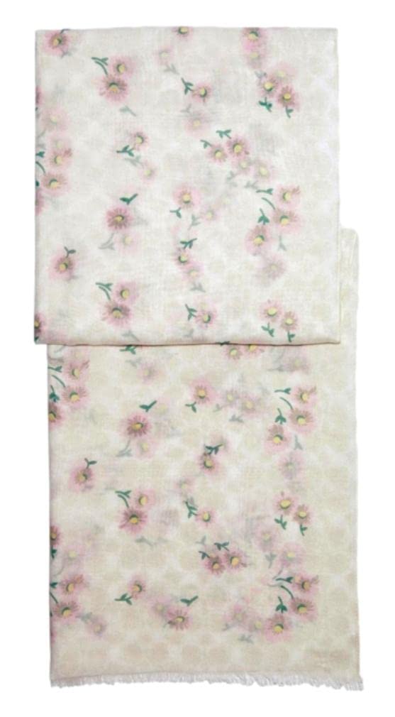 COACH Women's Signature Daisy Floral Print Oblong Wrap Scarf