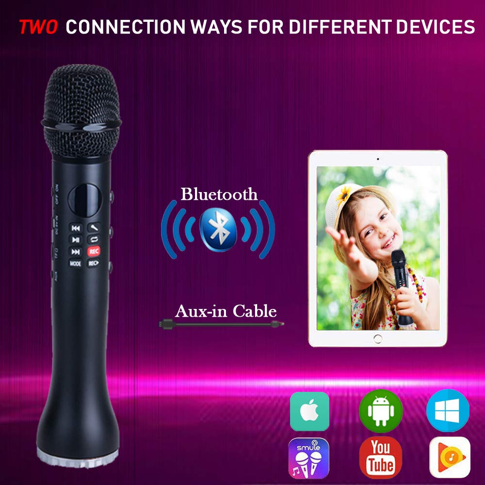 Bluetooth Microphone, JeKaVis J-M01 Protable Wireless Karaoke Microphone Speaker Singing Machine with Marvelous Echo Effect for Birthday/Christmas (Black)
