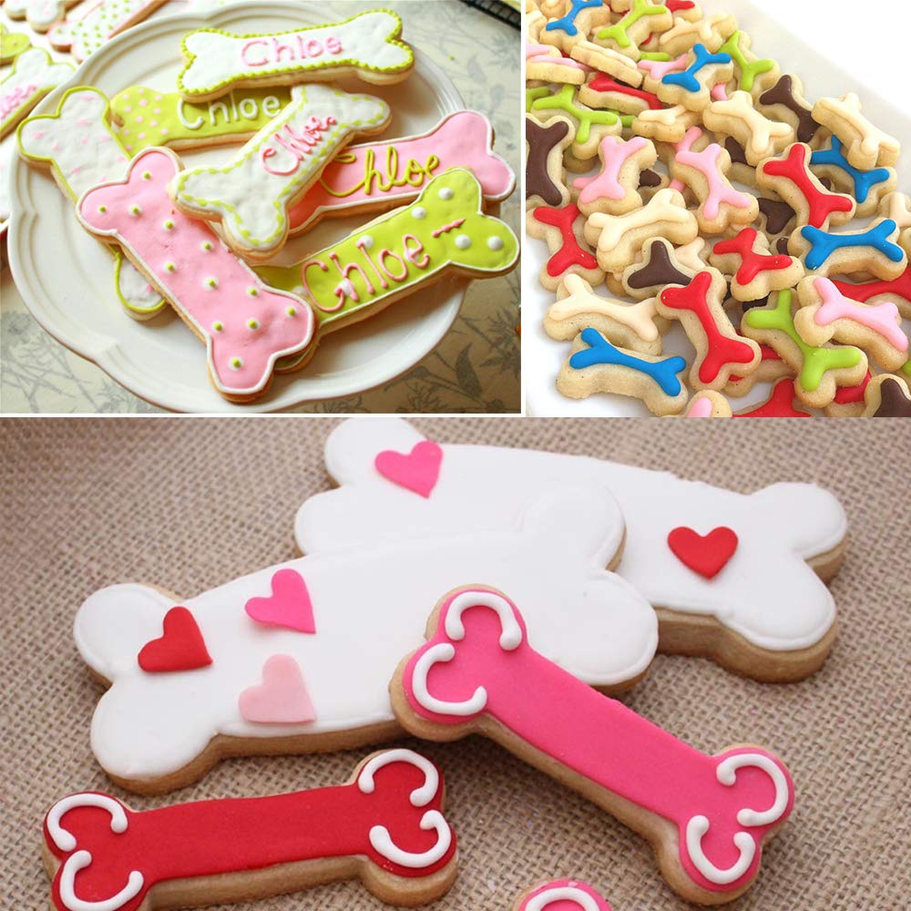Cookie Cutter Dog Bone Shape Set, Amison Stainless Steel Metal Dog Bone Shape Cutters Colorful BPA Free 5 In 1