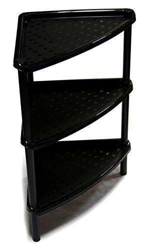 Sana Enterprises 3 Tier Corner Triangular Table, Shelf Stand, Italian, Black