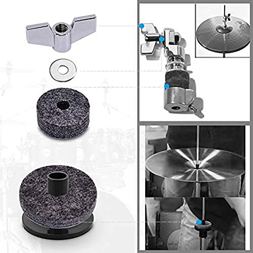 Cymbal Replacement Accessories Cymbal Sleeves with Base Wing Nuts Cymbal Felts Hi-Hat Clutch Felt Hi Hat Cup Felt&Cymbal Washer (G-23)