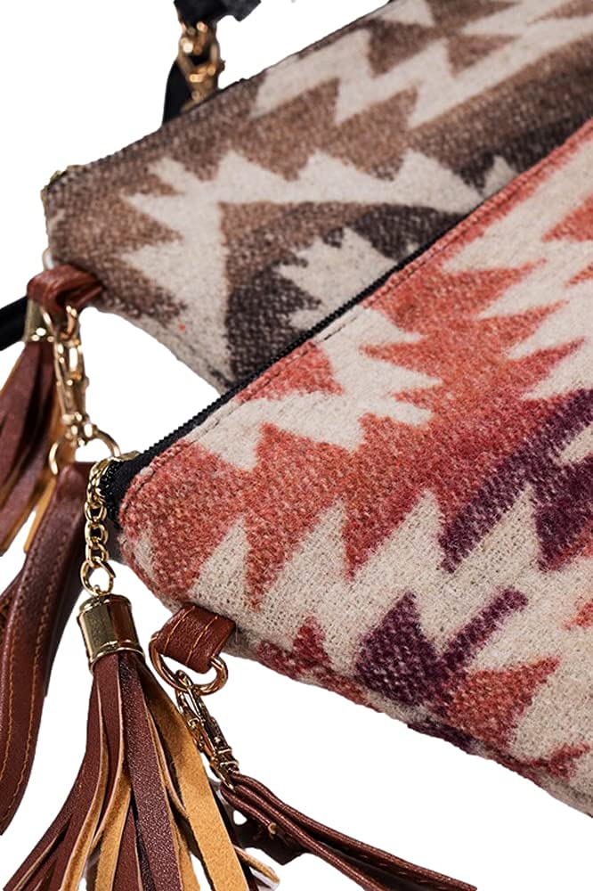 Southwestern Saddle Blanket Navajo Native American Western Print Crossbody Clutch Bag Purse