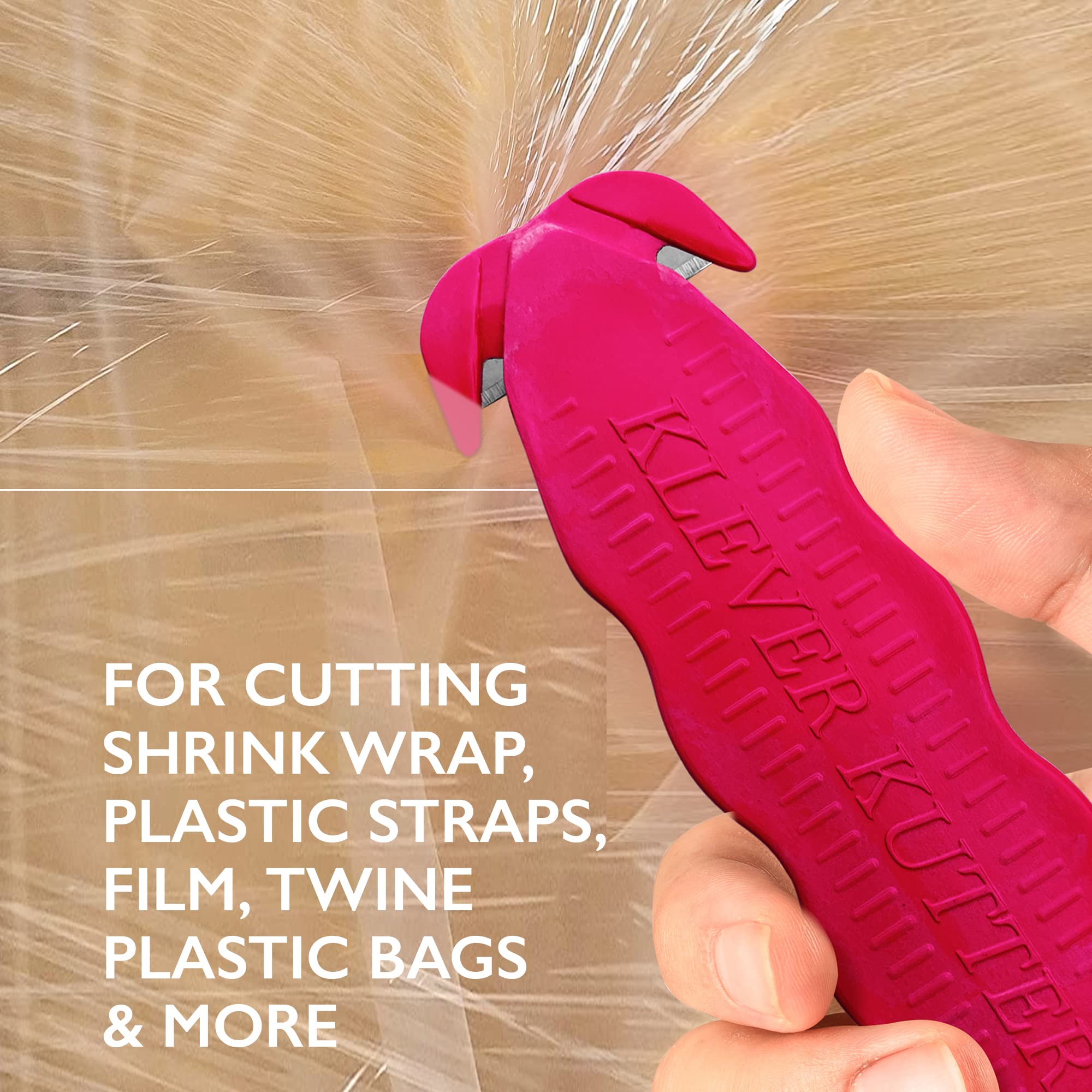 Klever Innovations KCJ-1R Safety Cutter, Advanced Plastic Polymers, 4-5/8β, Red (Pack of 10)