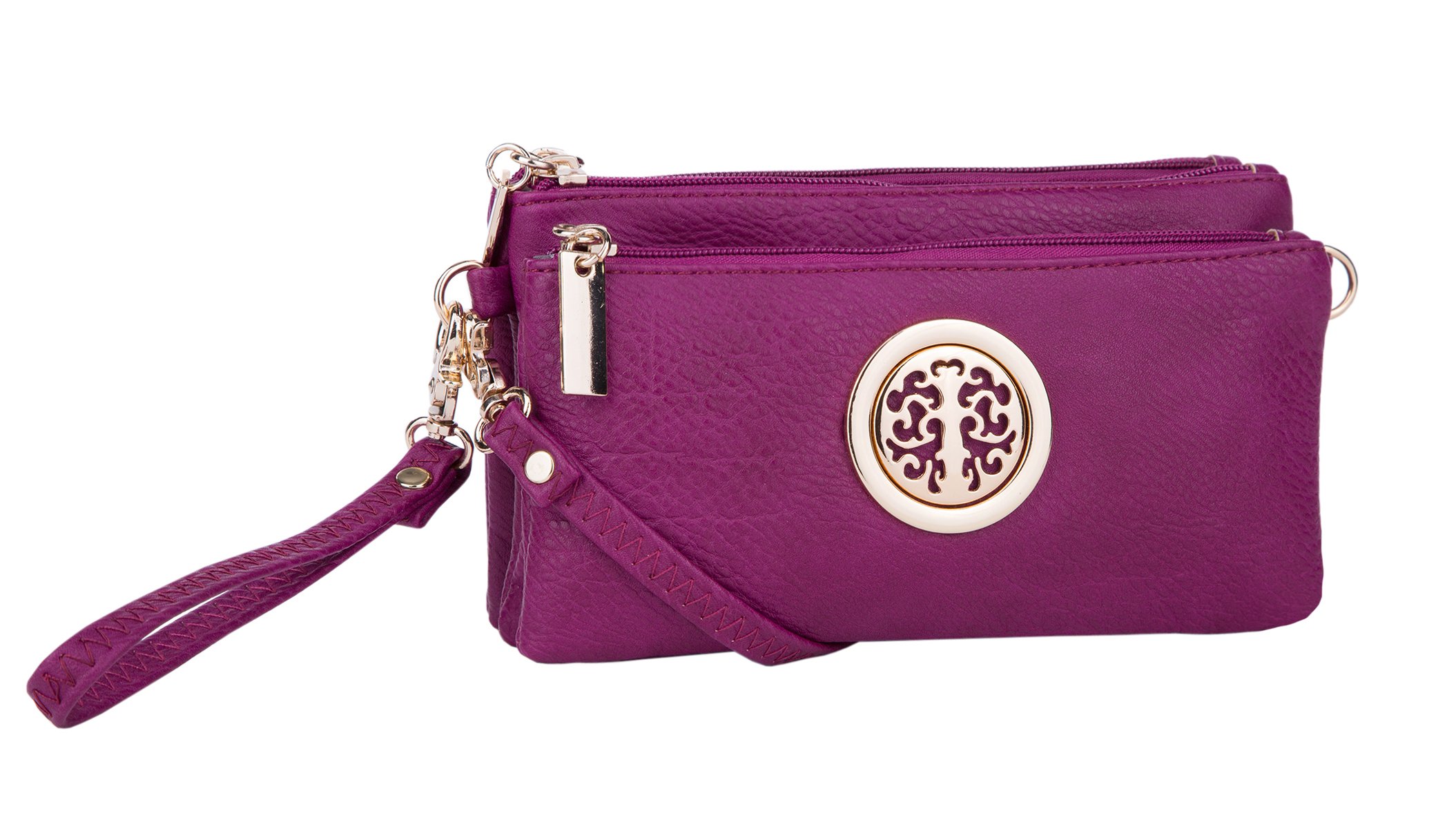 Mia K Collection Crossbody Bags for Women Handbag, PU Leather Crossover, Small Shoulder Side Wallet Gold