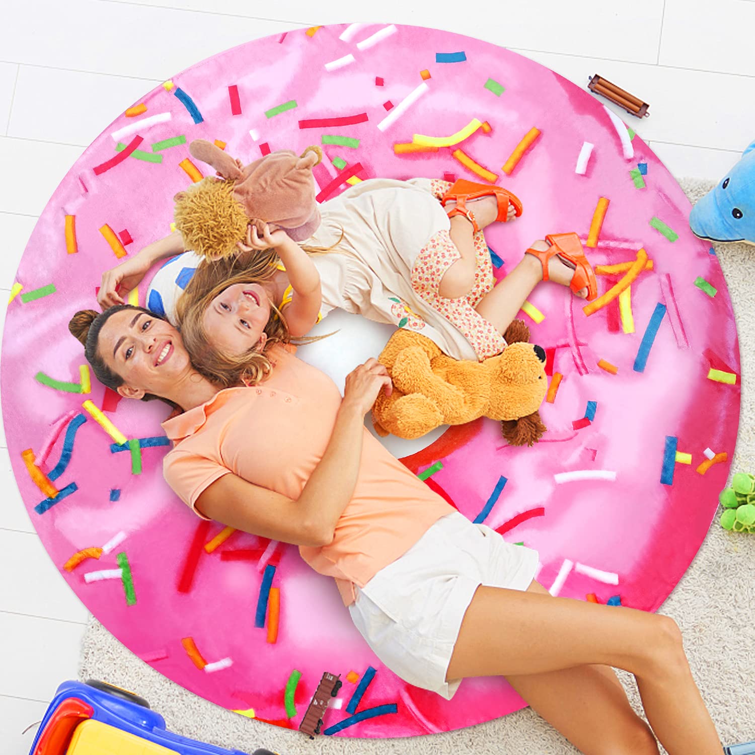 Donut Blanket Double Sided 80 inch, Donut Throw Blanket Funny Blankets Food Blankets for Adult Kids, Realistic Food Throw Blanket Kids Throw Blanket