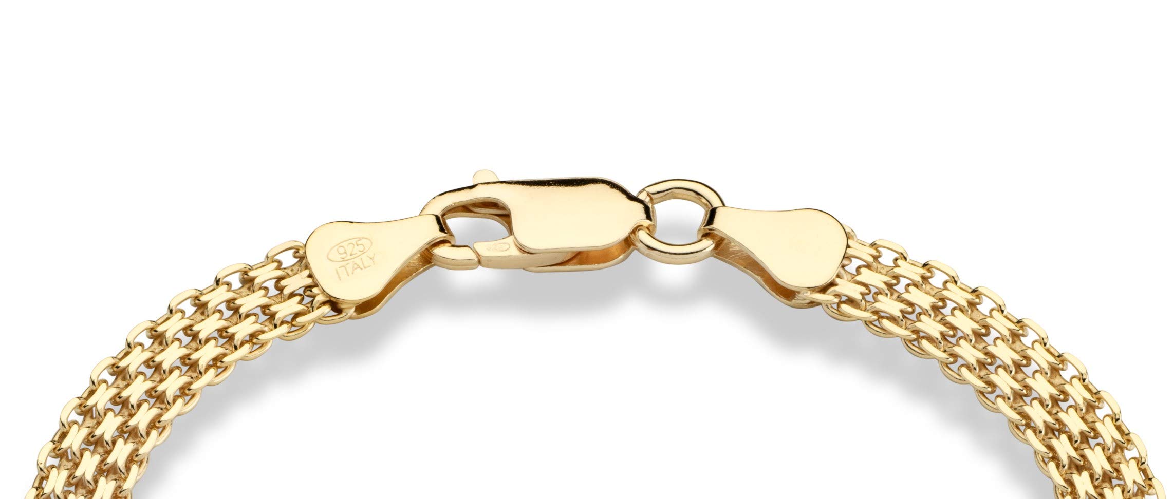Miabella 18K Gold Over Sterling Silver Italian 6mm Solid Bismark Mesh Link Chain Bracelet for Women, 925 Made in Italy (Length 7 Inches (Small))
