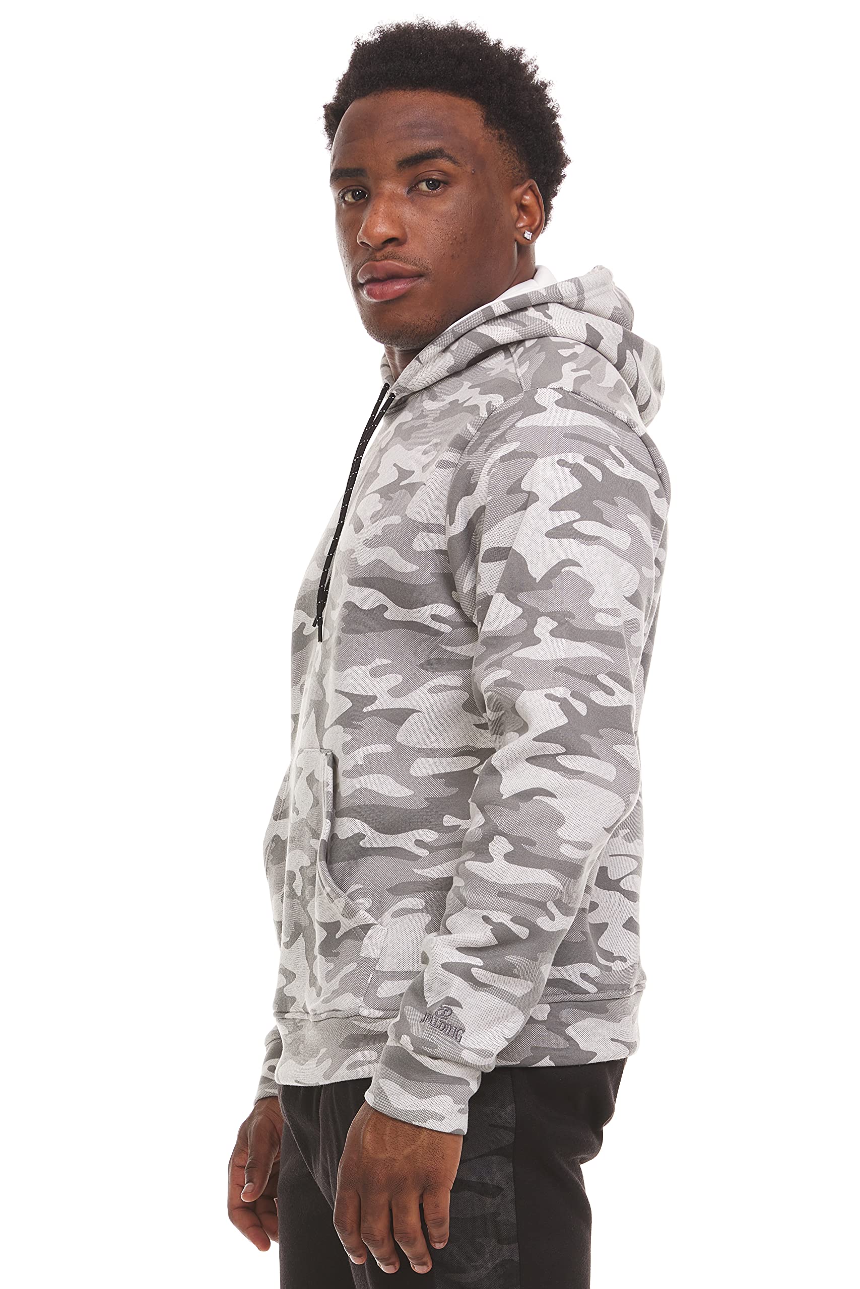 Spalding Men's Competition 2.0 Kangaroo Pocket Hoody, Mens Pullover Hoodie Sweatshirt - White Camo, Medium