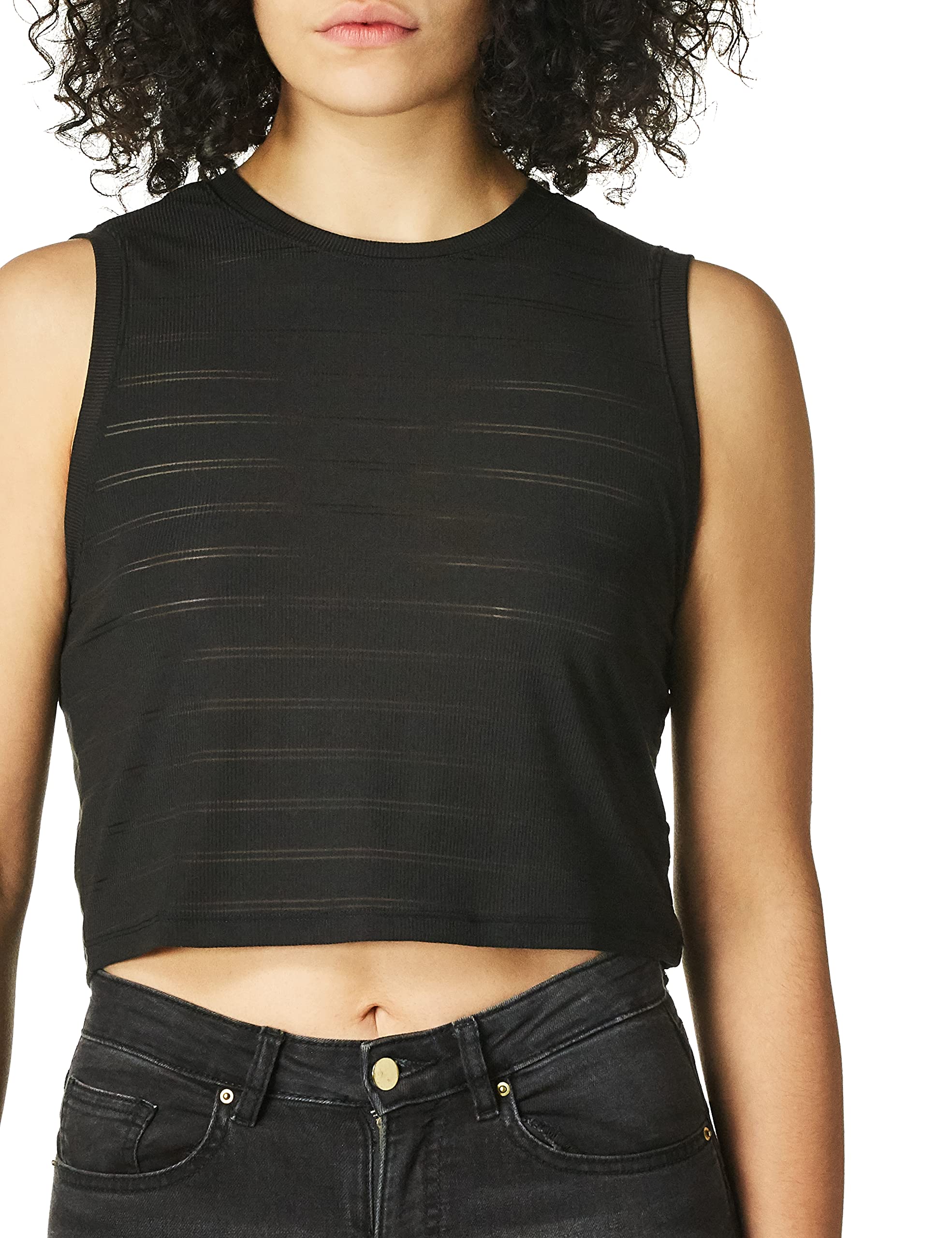 Champion Women's Cropped Muscle Tee, Black, XX-Large