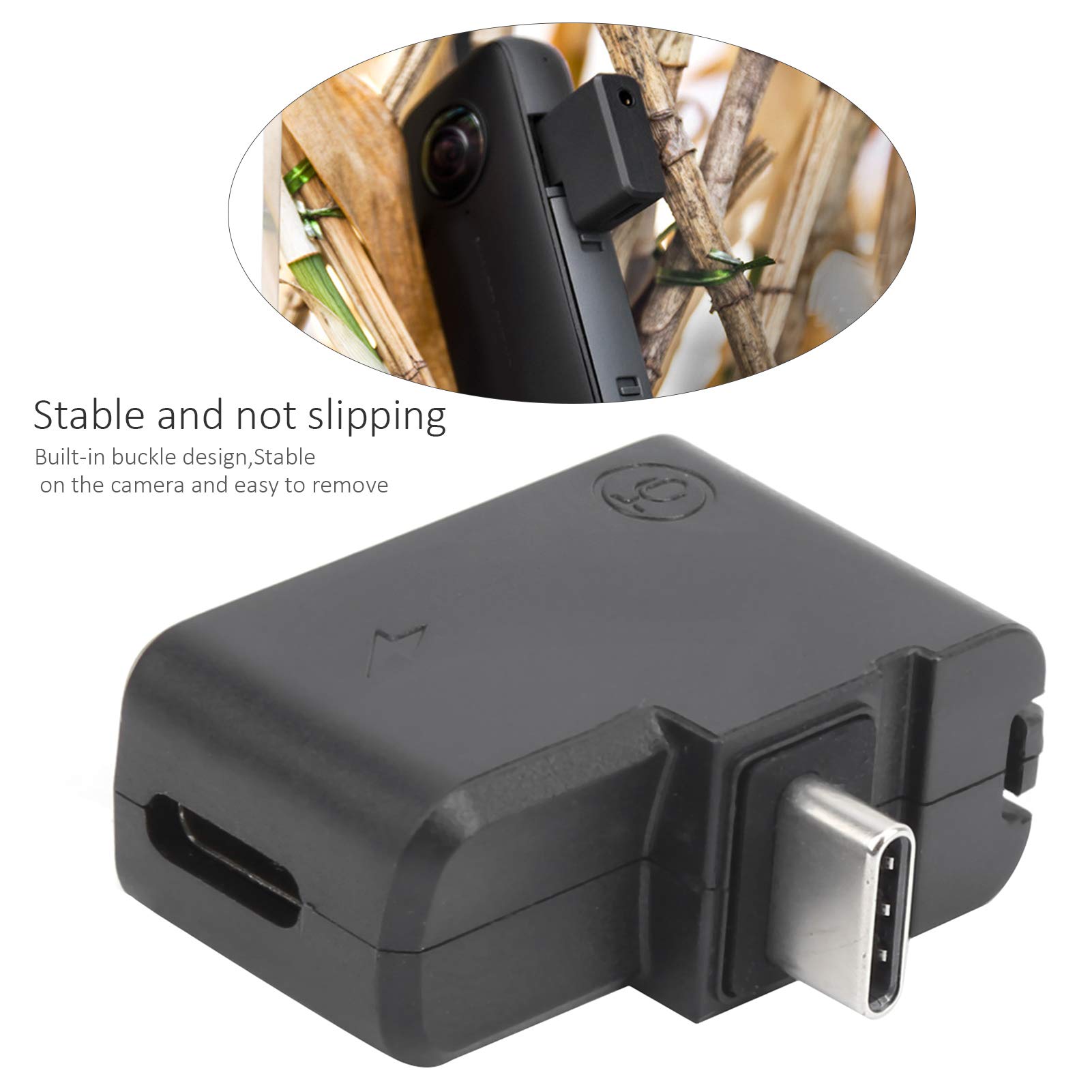 Camera Microphone Adapter, Action Camera Mic Adapter Easy to Carry 3.5MM with Internal Buckle Design for Improve Video Sound Quality for ONE X2