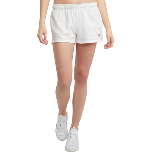 Champion, Soft, Comfortable Practice Shorts for Women, 3.5", White, Small