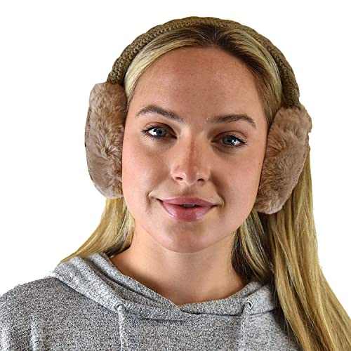 C.C Soft Winter Warm Adjustable Headband Ear Warmer Earmuffs, Taupe