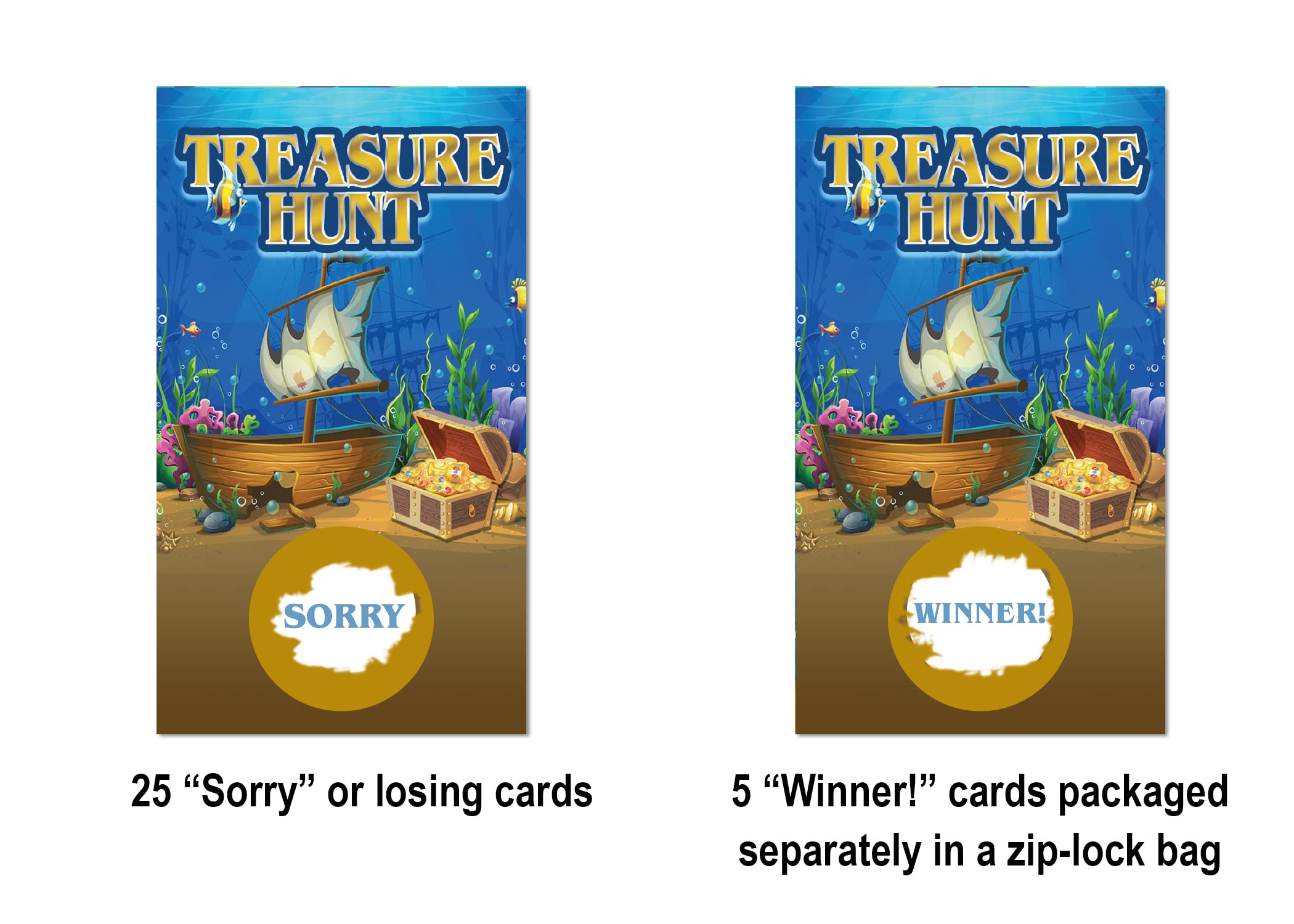 PROMO PRINTING GROUP, INC. Treasure Hunt Scratch Off Cards - (30 Cards) - Scratch & Win Game for Adults - Scratch Off Raffle Tickets for Parties