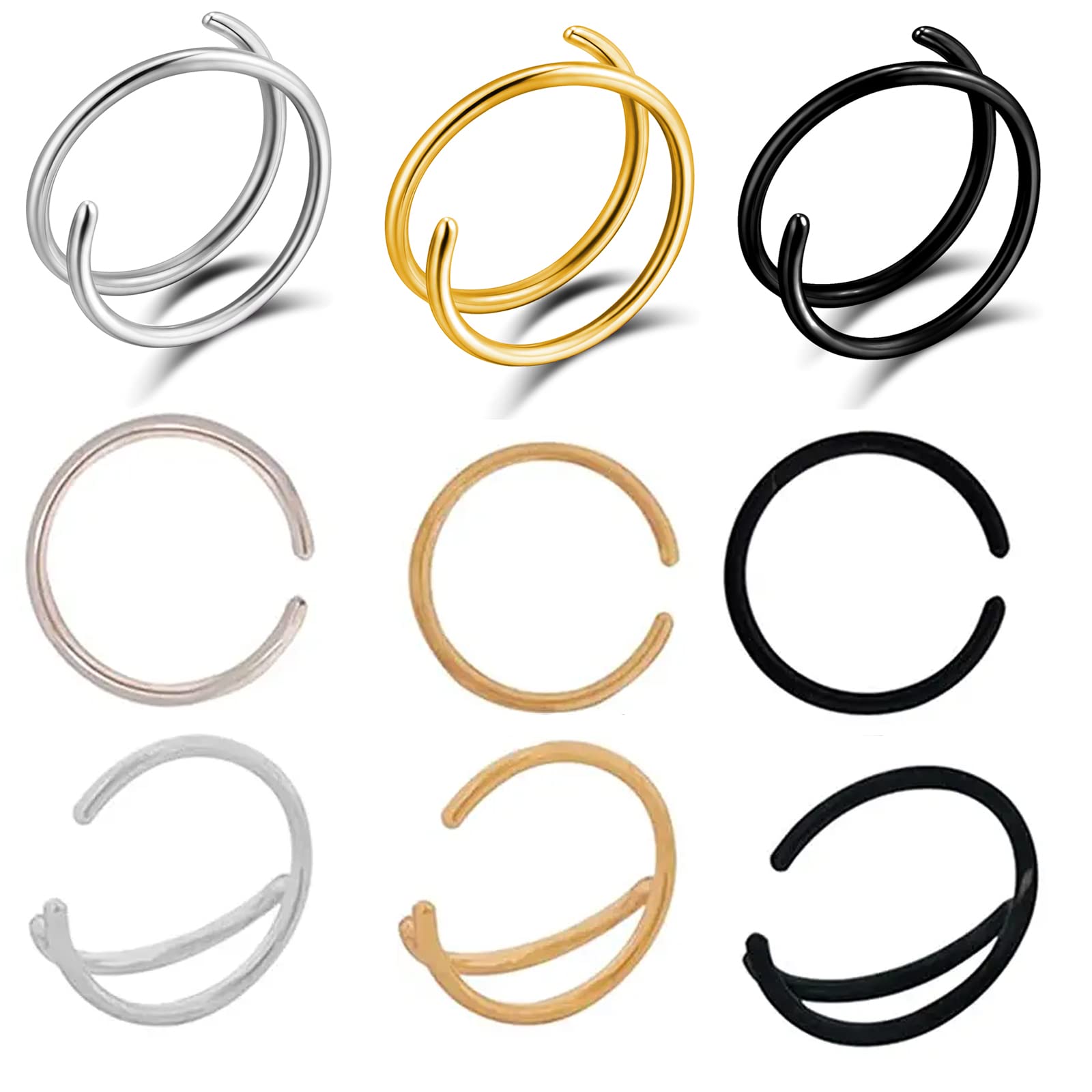 choice of all Double Nose Ring for Single Piercing Double Hoop Nose Ring for Women Double Nose Ring for Teen Girls Spiral Nose Hoop Rings for Women