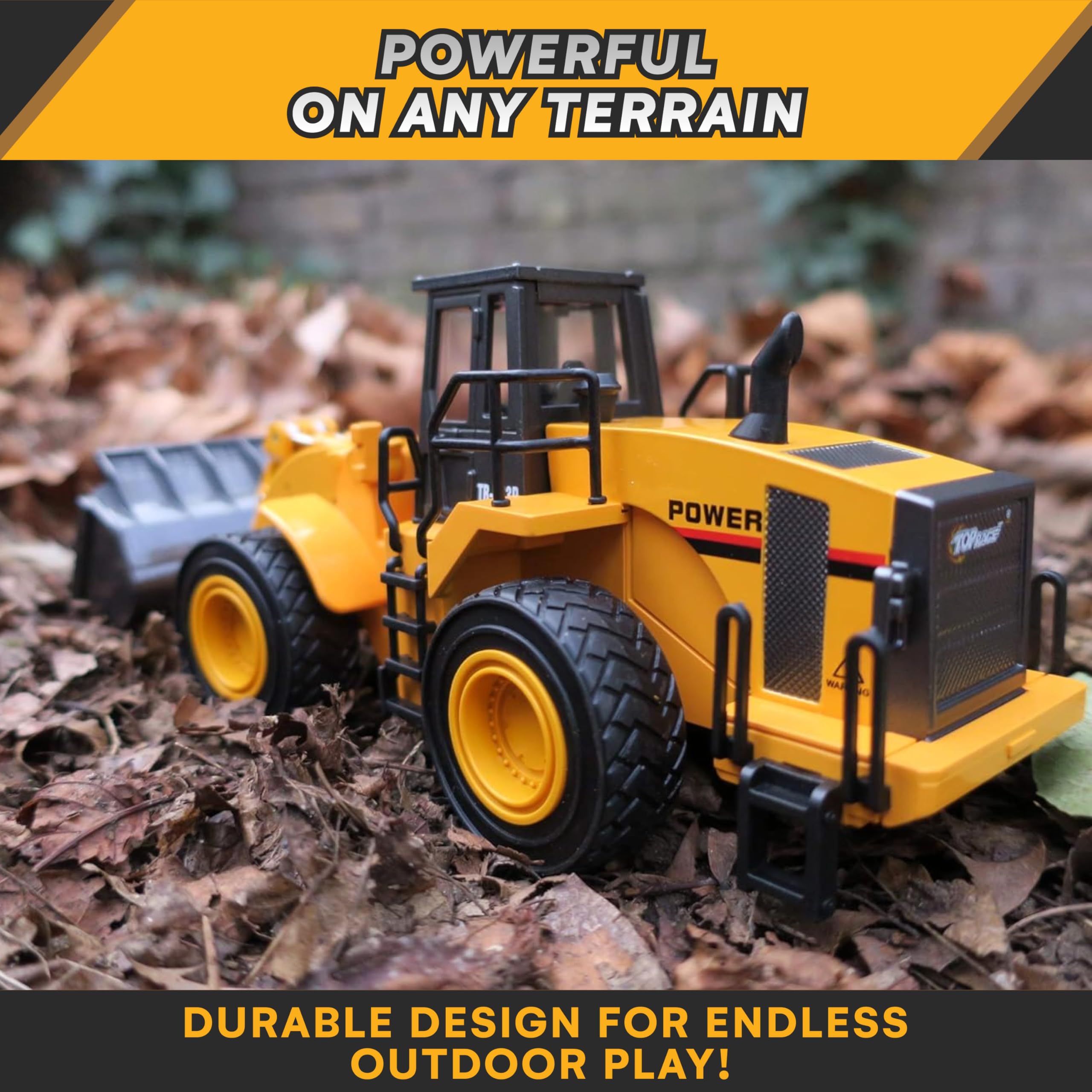 Top Race Diecast Heavy Metal Construction Toys Front Loader Excavator Toy for Kids - 1:40 Scale Model with Realistic Design - Durable Metal Build for Sand, Park, or Indoor Play
