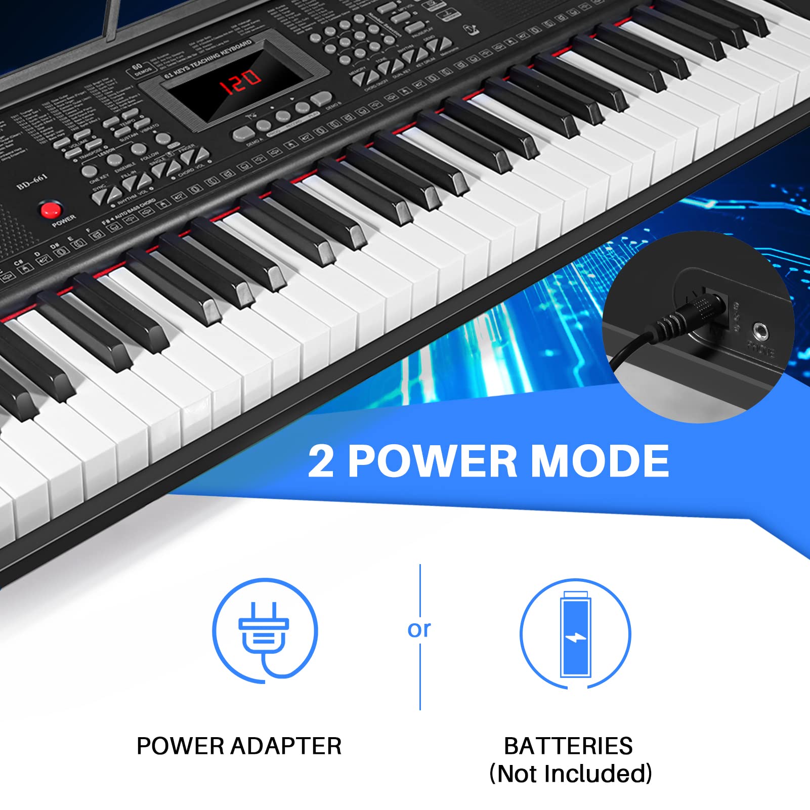Camide 61 Key Keyboard Piano for Beginners with Speakers, Digital Piano Stand, Bench, Headphones, Microphone, Sticker Sheet and Demo Songs