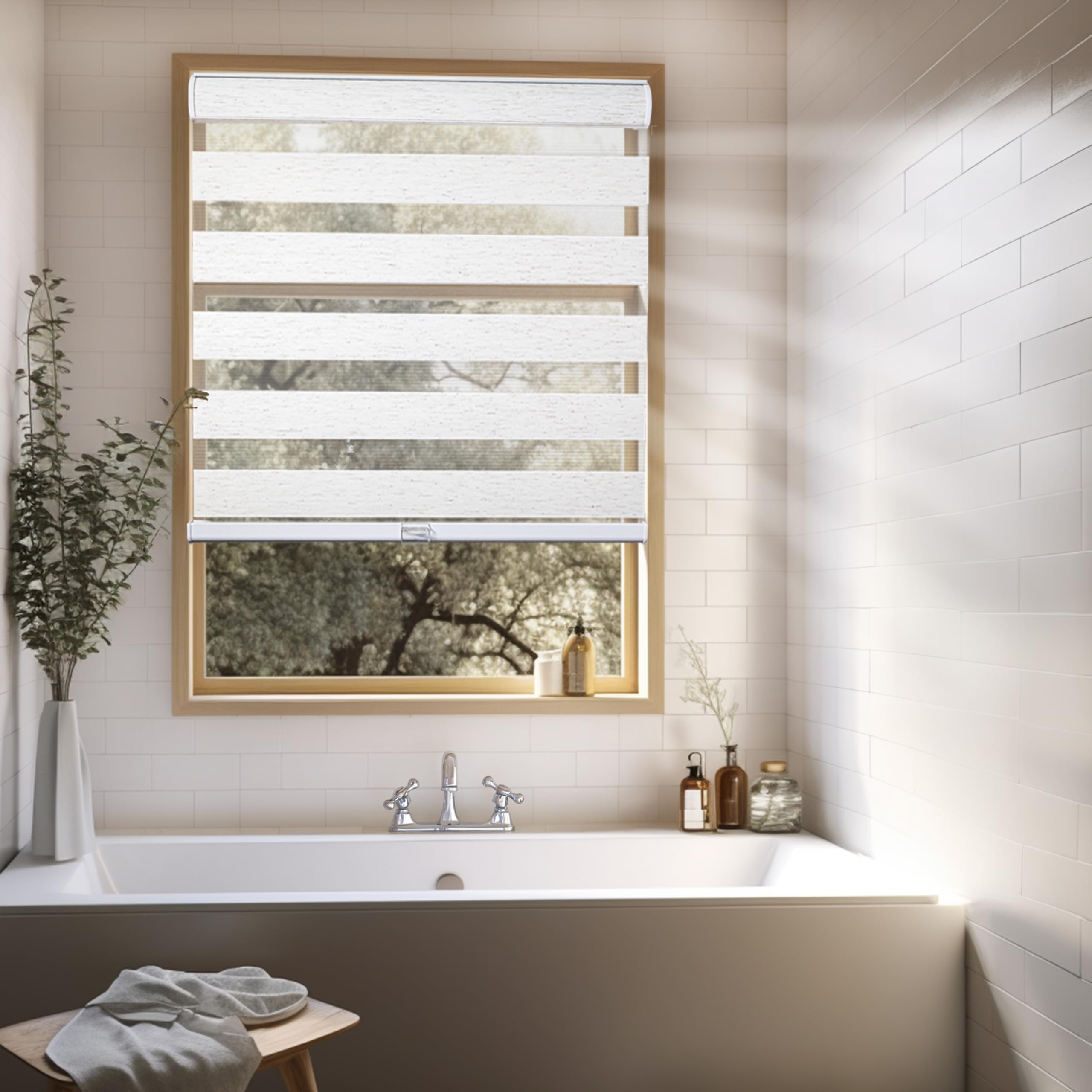 CHICOLOGY Zebra Blinds, Roller Window Shades, Blinds for Windows, Roller Shades for Windows, Window Shades for Home, Window Shades, Pull Down Shades for Windows, 22" W X 72" H, Basic Arctic
