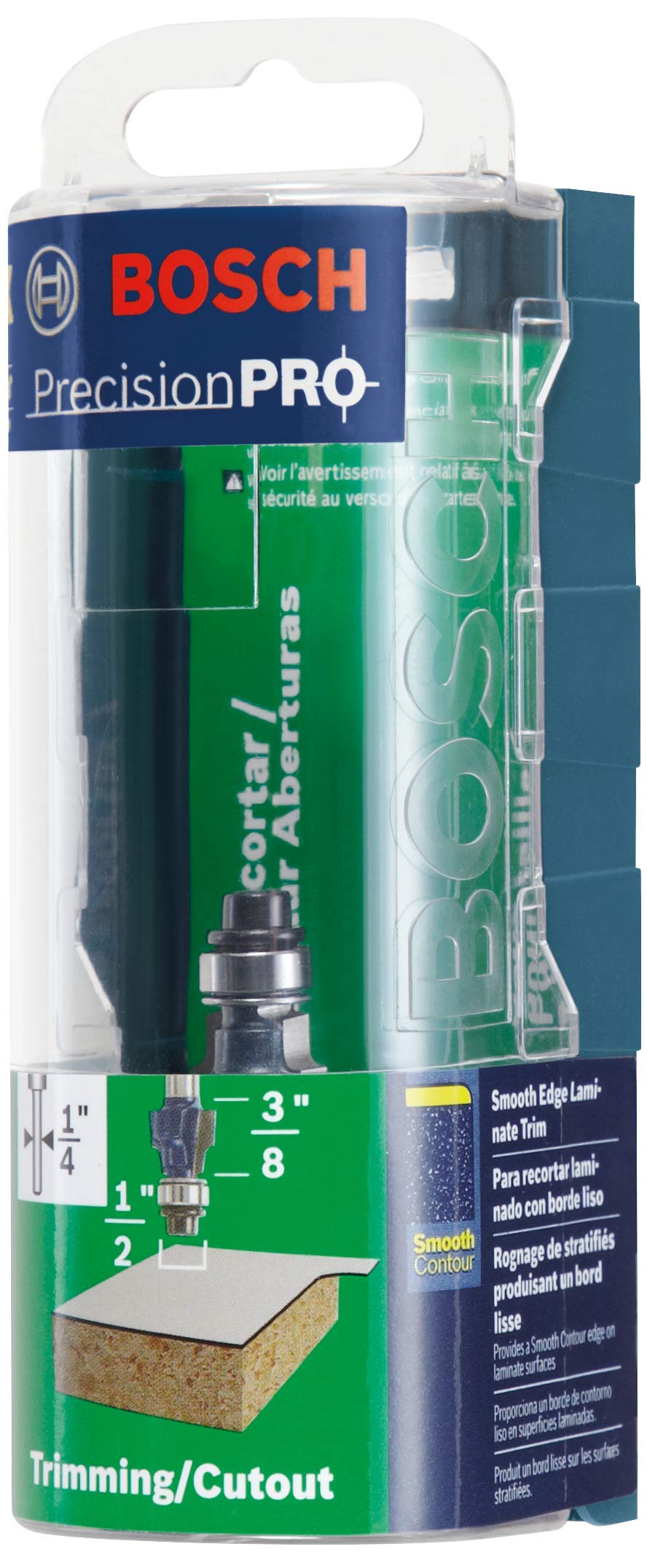 BOSCH 85316MC 1/2 In. x 3/8 In. Carbide-Tipped Smooth-Edge Laminate Trim Router Bit