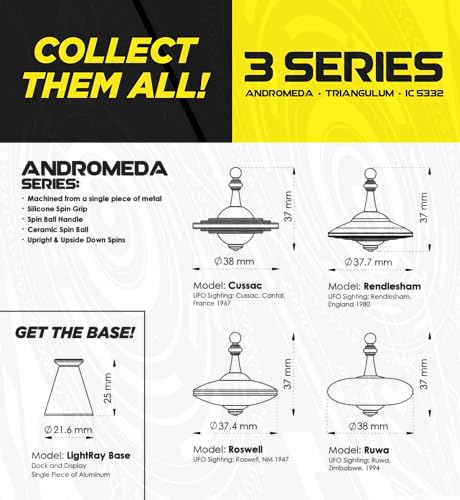 UFO Tops | Shag Harbour | Metal Spinning Top | Inspired by The 1967 Shag Harbour, Nova Scotia UFO Incident | Raw Stainless Steel UFO with Solar Yellow Power Core™