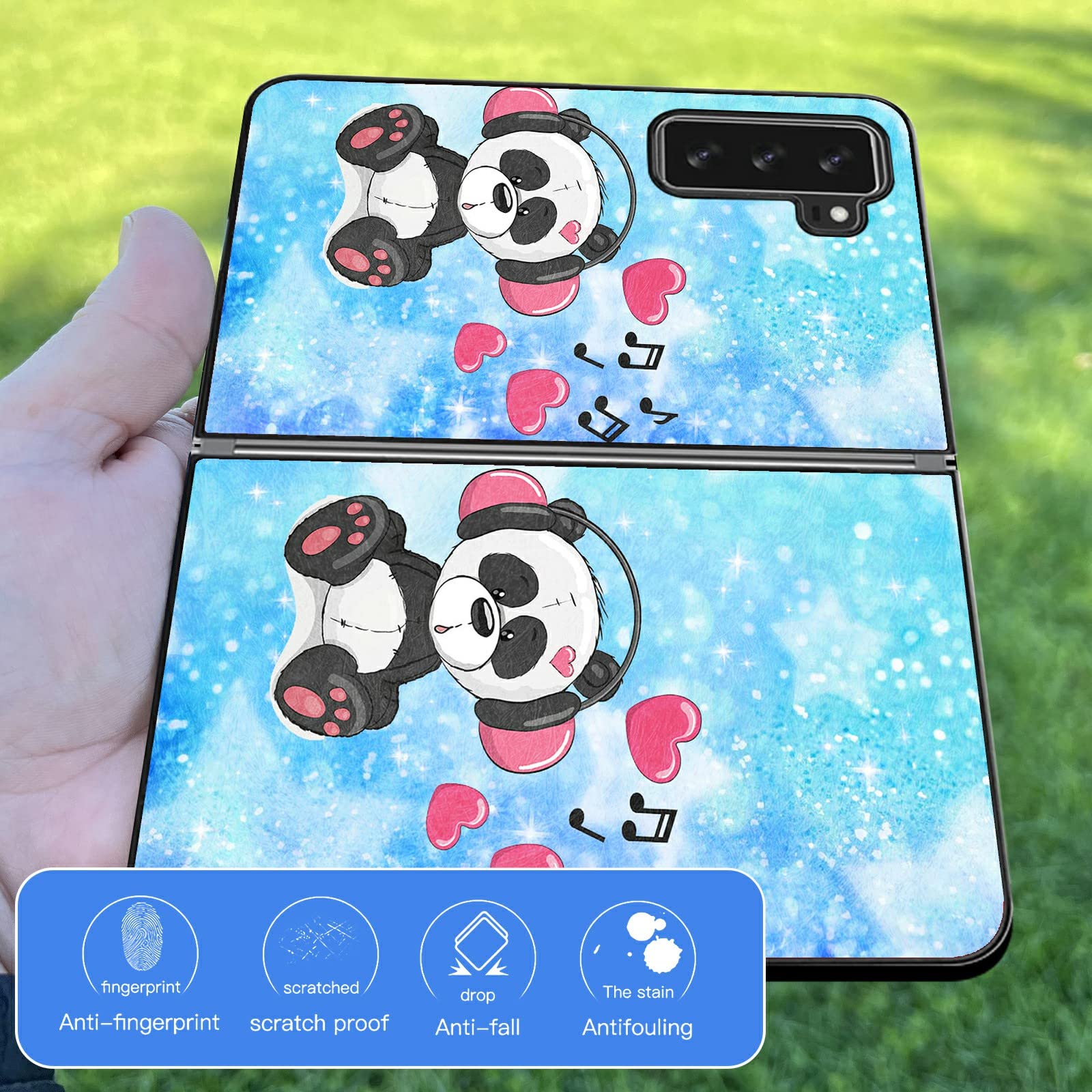 Case for Microsoft Surface Duo 2 8.3", Dikoer Microsoft Surface Duo 2 Phone Case for Women Men, Ultra Slim Hard PC Back Shockproof Flip Cover for Microsoft Surface Duo 2 2nd 2021, Blue DJ Panda