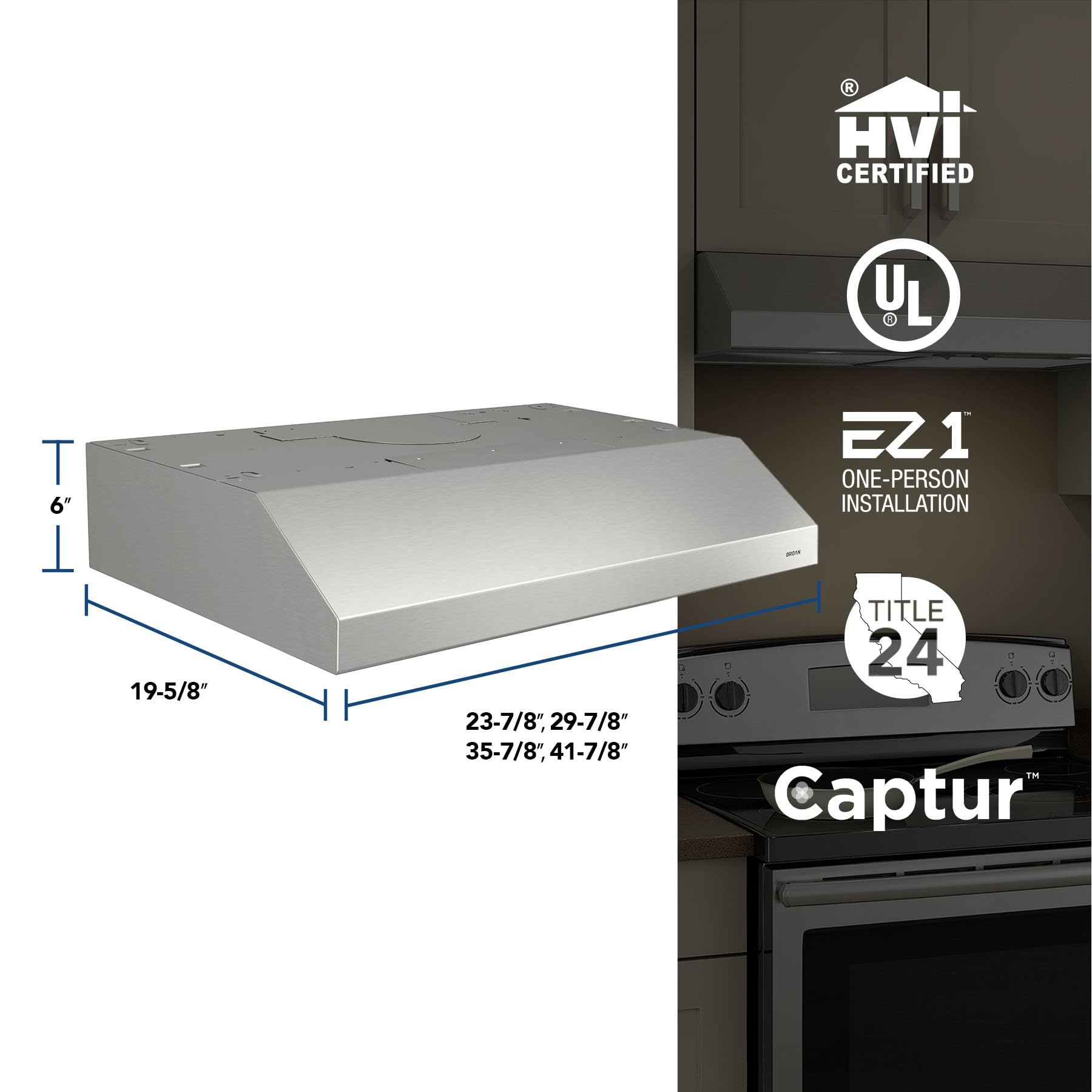 Broan-NuTone BCSD130SS Glacier Range Hood with Light, Exhaust Fan for Under Cabinet, Stainless Steel, 30-inch, 300 Max Blower CFM