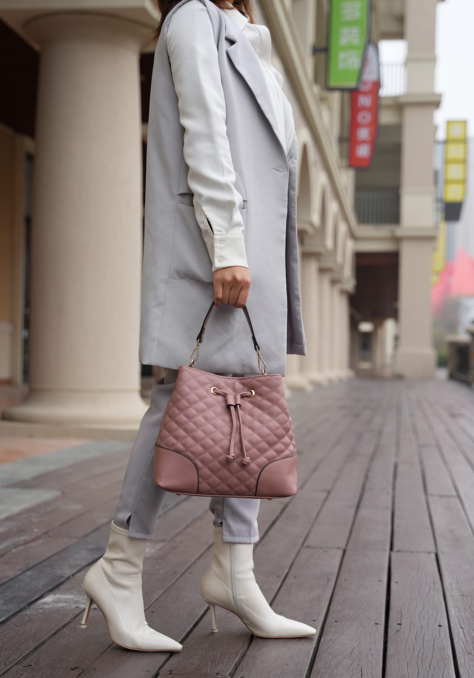 MKF Collection Crossbody Bucket Shoulder Bag for Women Handbag & Wristlet Wallet Purse Set