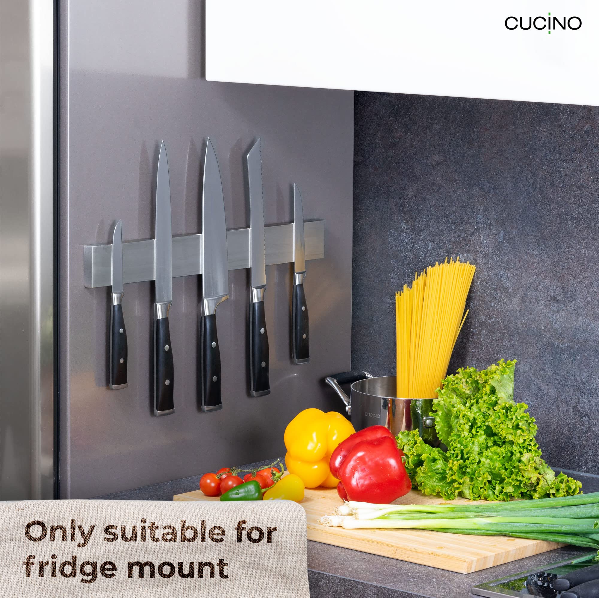 Cucino Refrigerator Magnetic Knife Strip - Steel Magnetic Knife Holder for Refrigerator