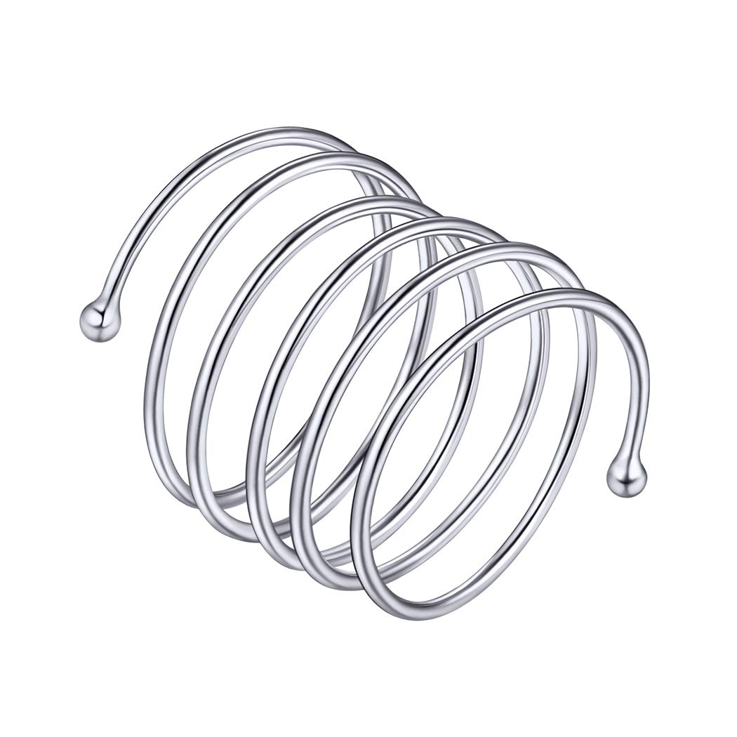PROSILVER 925 Sterling Silver Ring Full Finger Ring Stacking Italian Silver Adjustable Opening Ring for Women