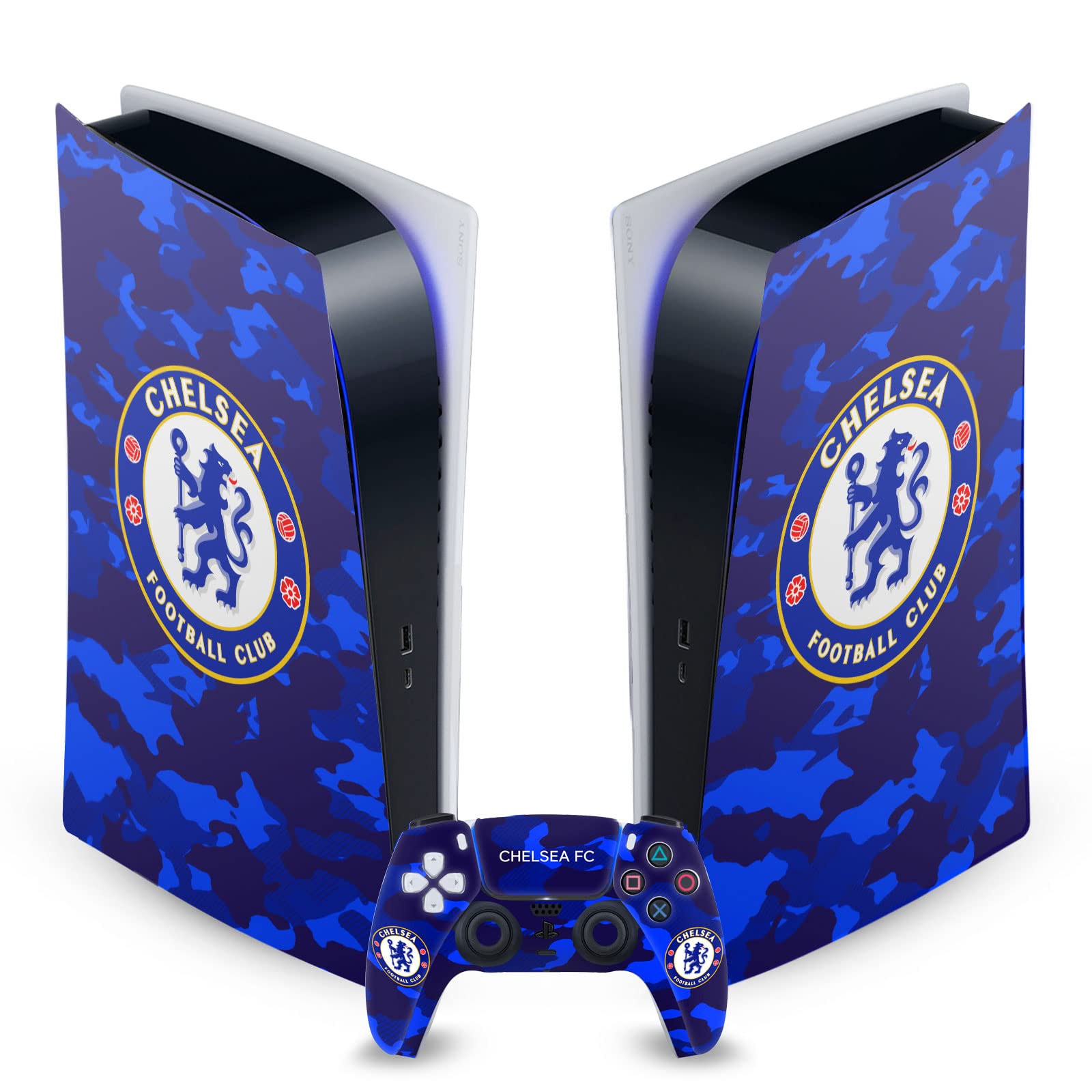Camouflage Mixed Logo Matte Vinyl Faceplate Sticker Gaming Skin Case Cover Compatible with Sony Playstation 5 PS5 Digital Edition Console and DualSense Controller