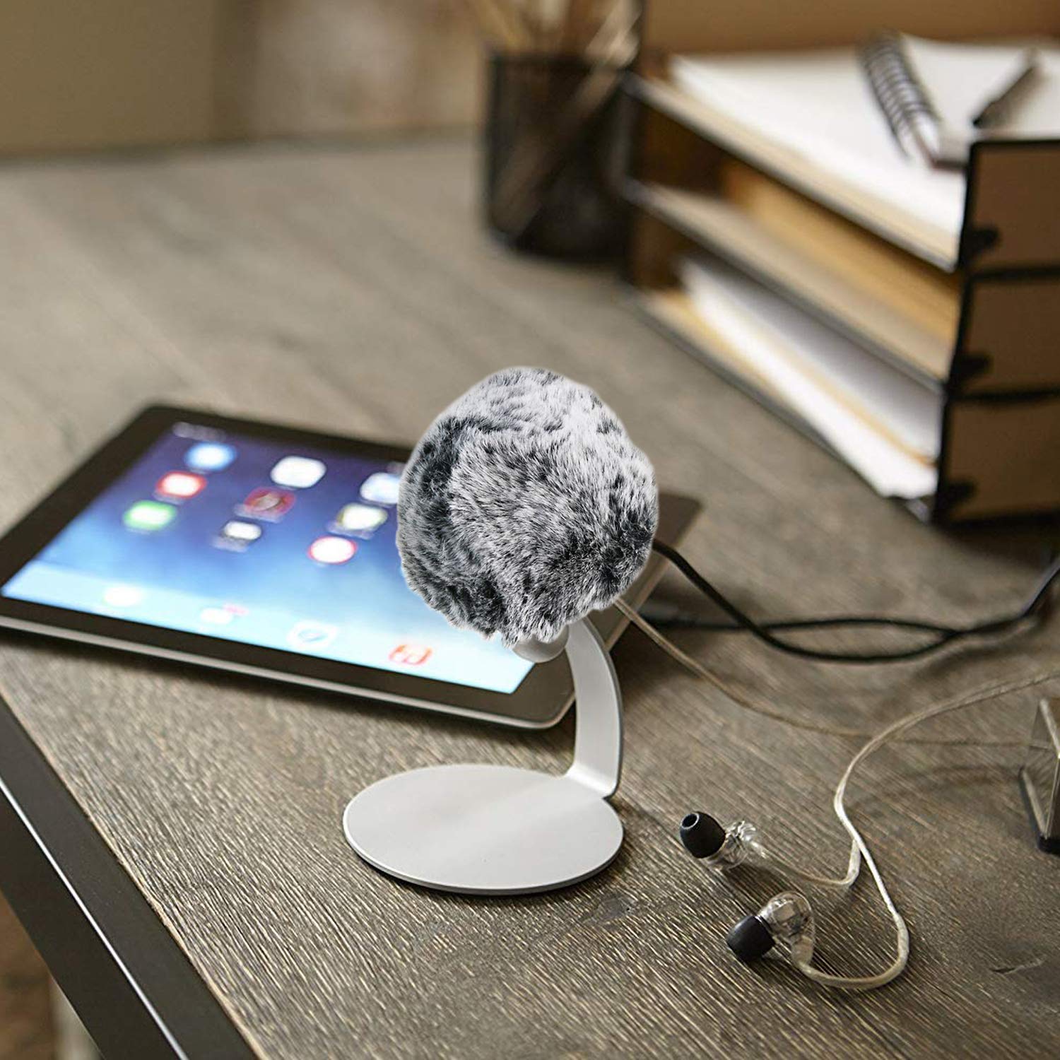 Microphone Windscreen - Furry Windscreen Muff Wind Cover Custom Fit for Shure MV5 Condenser Microphone