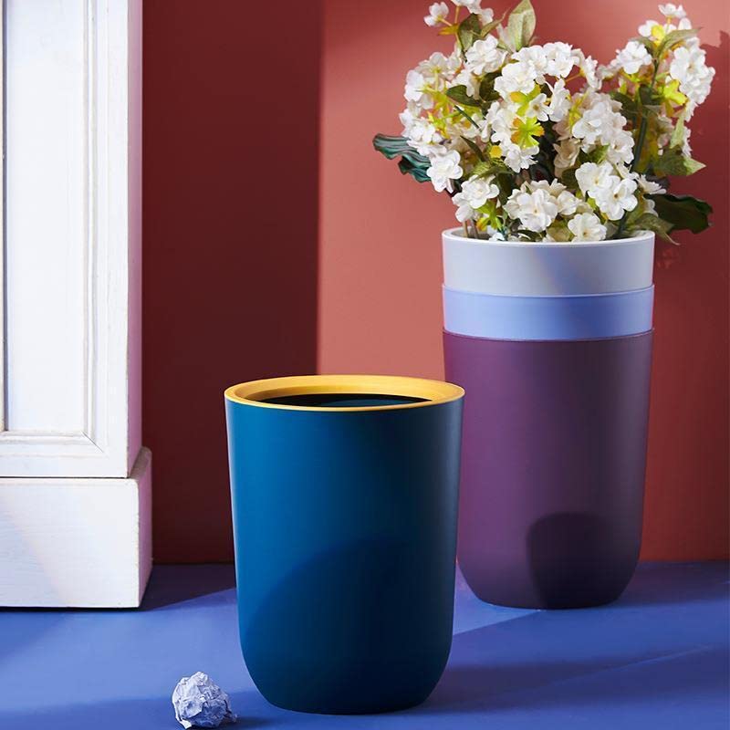 Krimo Plastic Small Trash Can Wastebasket, Garbage Container Basket for Bathrooms, Laundry Room, Kitchens, Offices, Kids Rooms, Dorms(Purple)