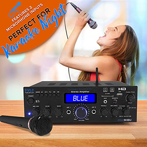 Pyle Wireless Bluetooth Home Stereo Amplifier - Multi-Channel 200 Watt Power Amplifier Home Audio Receiver System w/HDMI, Optical/Phono/Coaxial, FM Radio, USB/SD, AUX, RCA, Mic - Remote -PDA9HBU.5