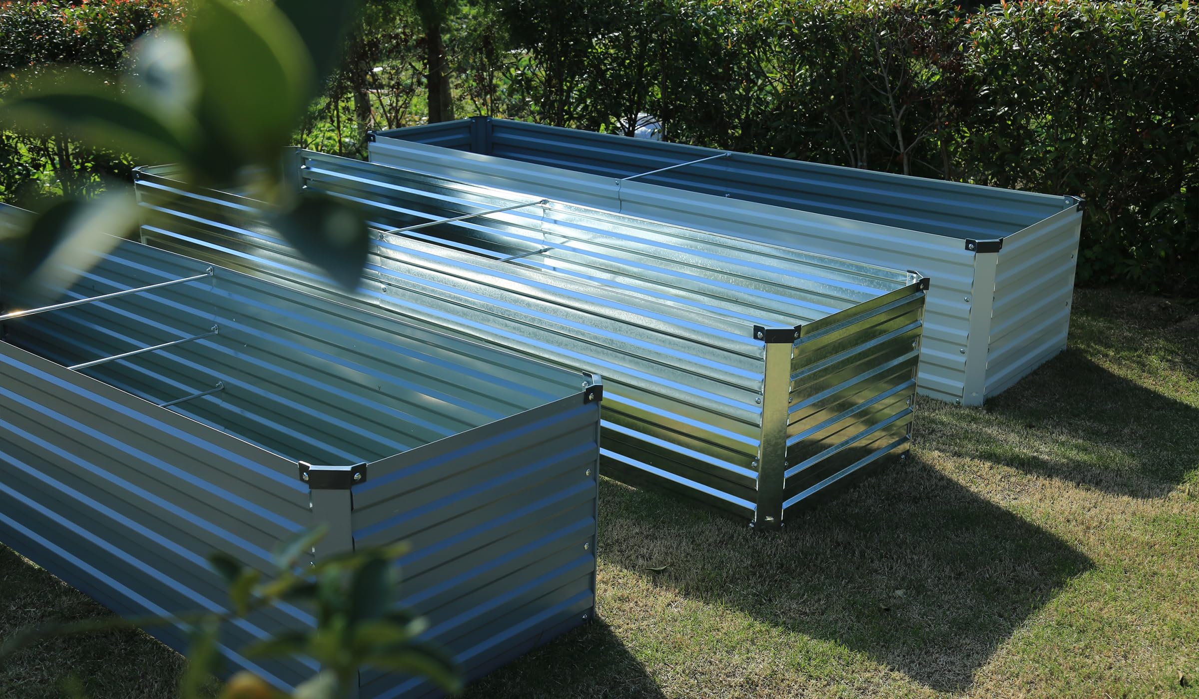 DIIYIV 12x2x1FT Galvanized Raised Garden Bed,Raised Graden Bed Kit-Square Metal Garden Bed,Large Planter Raised Bed Outdoor,Garden Box for Vegetables,Flower,Herb…