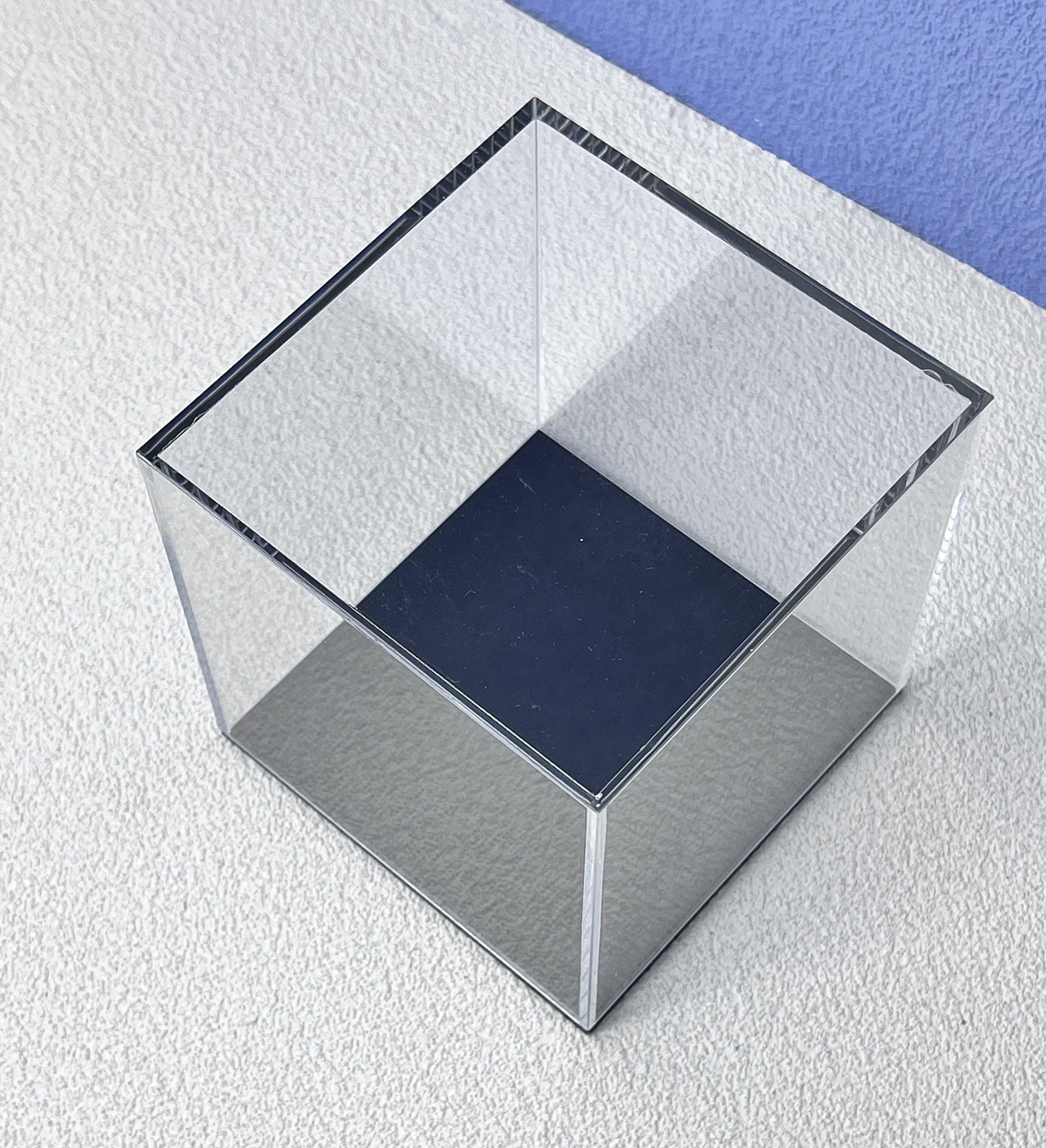 CRMPro Clear Acrylic Display Case with Matte Black Base, Fully-Assemblyed Dust-Proof Showcase, Cube Counter-Tops Box for Collectibles(5x5x5 inch)
