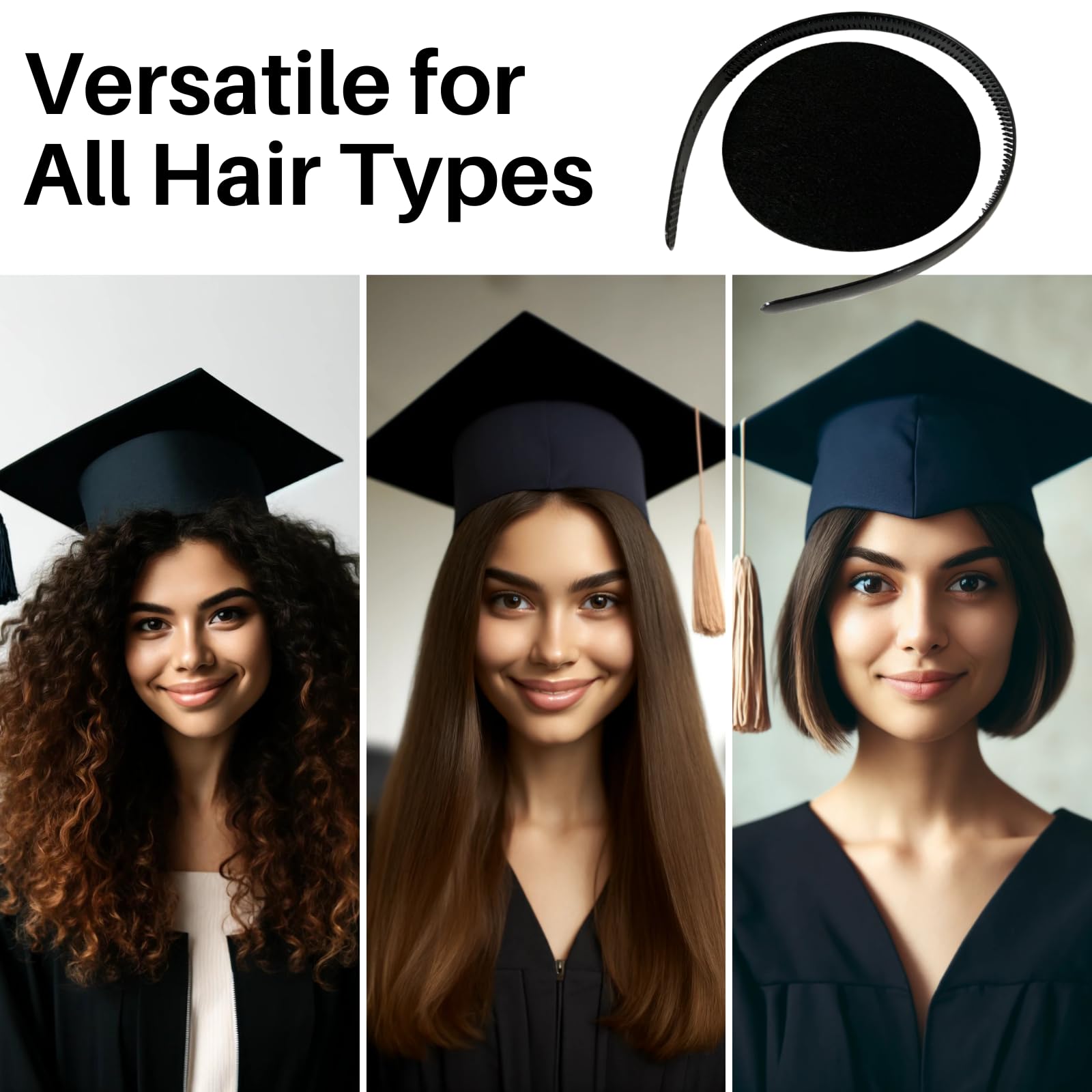 CIFOVALE Graduation Cap Headband Insert, Secures Graduation Cap, Preserves Hairstyle for Graduating Students