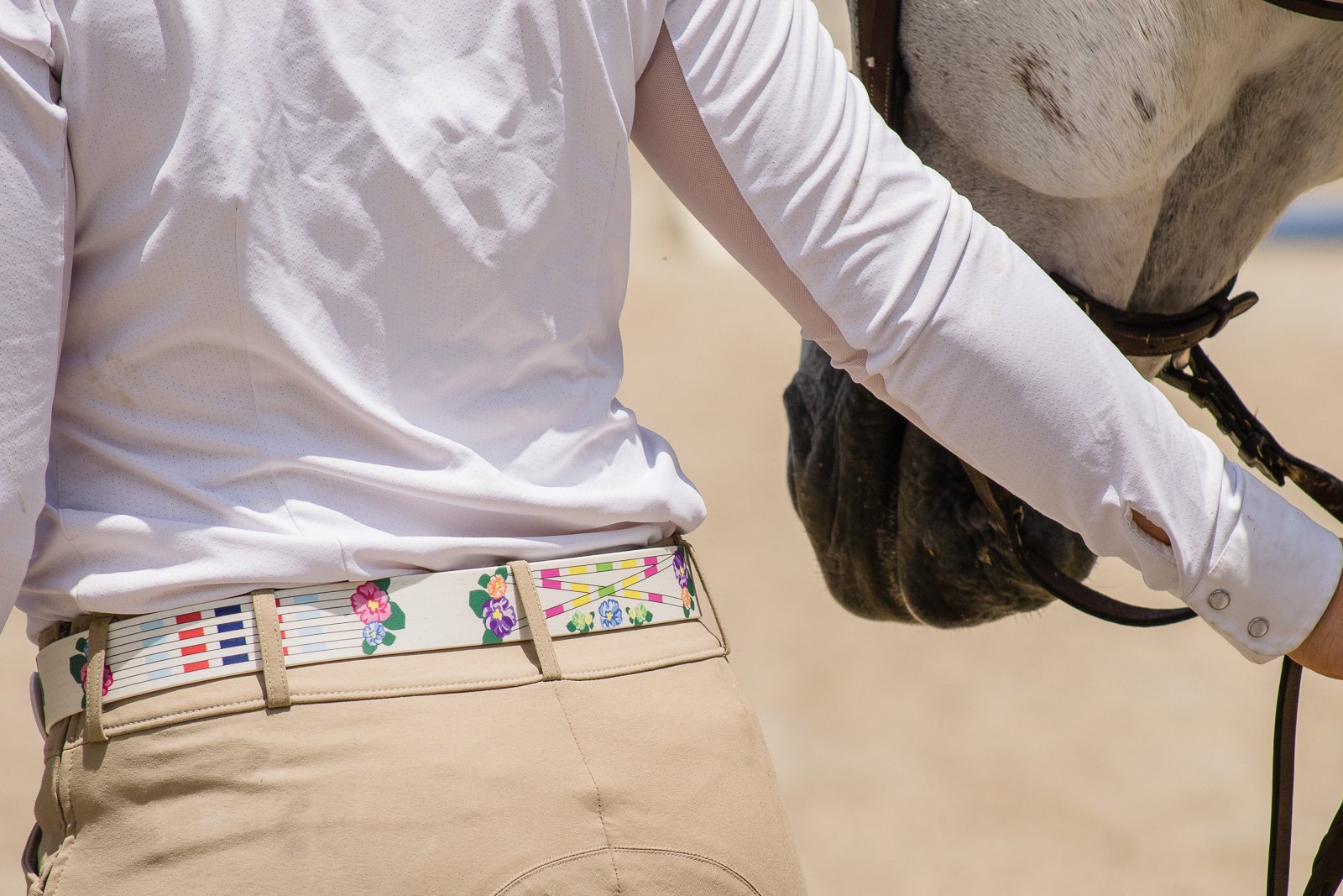 C4 Equestrian Belt: Black Bits n Pieces Strap with White Buckle - Equestrian Horseback Riding Belt for Women