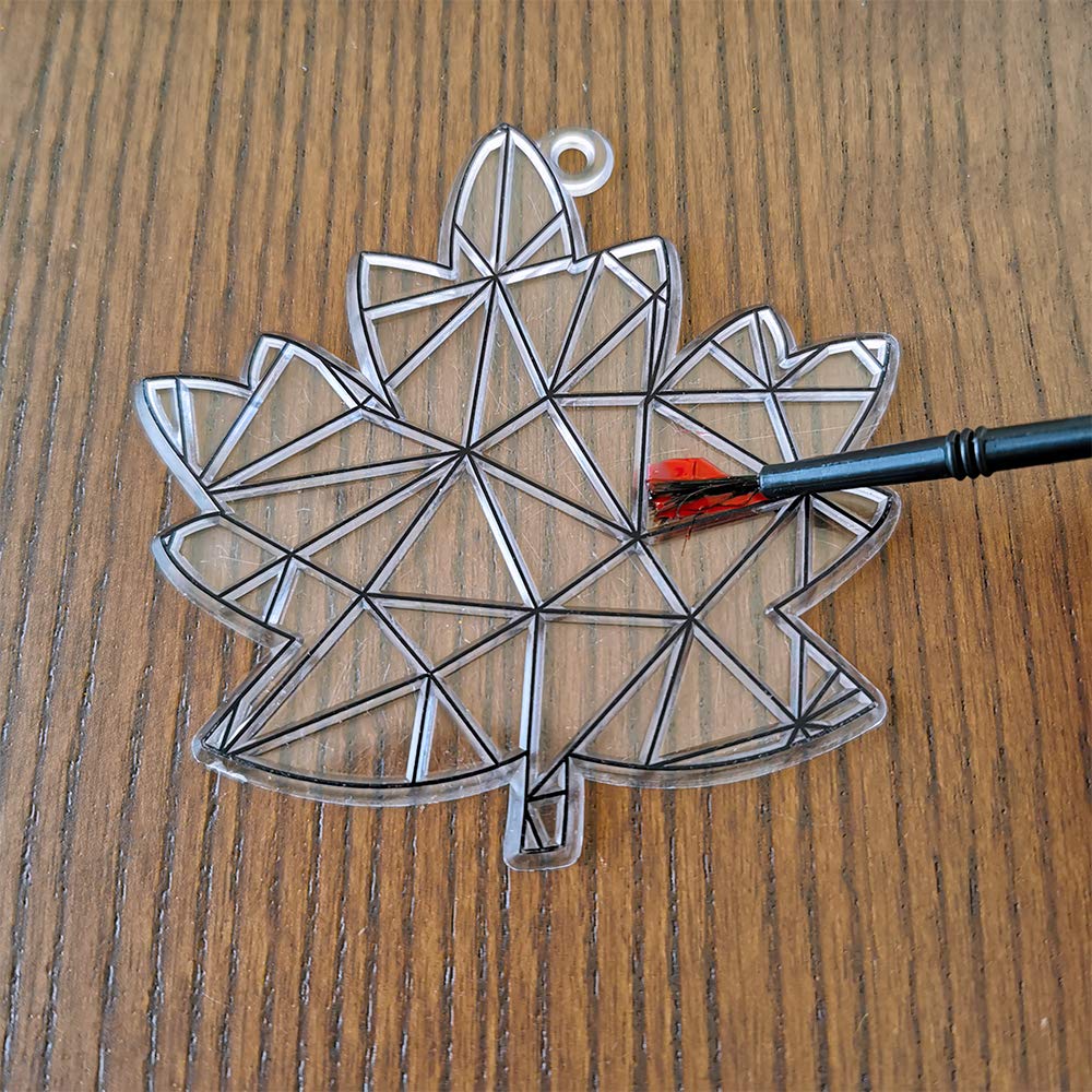 Winlyn 24 Sets Fall Leaf Suncatchers Ornaments Decorations DIY Window Paint Art Suncatchers Craft Kits Autumn Maple Leaf Sun Catchers for Kids Classroom Thanksgiving Harvest Party Art Project