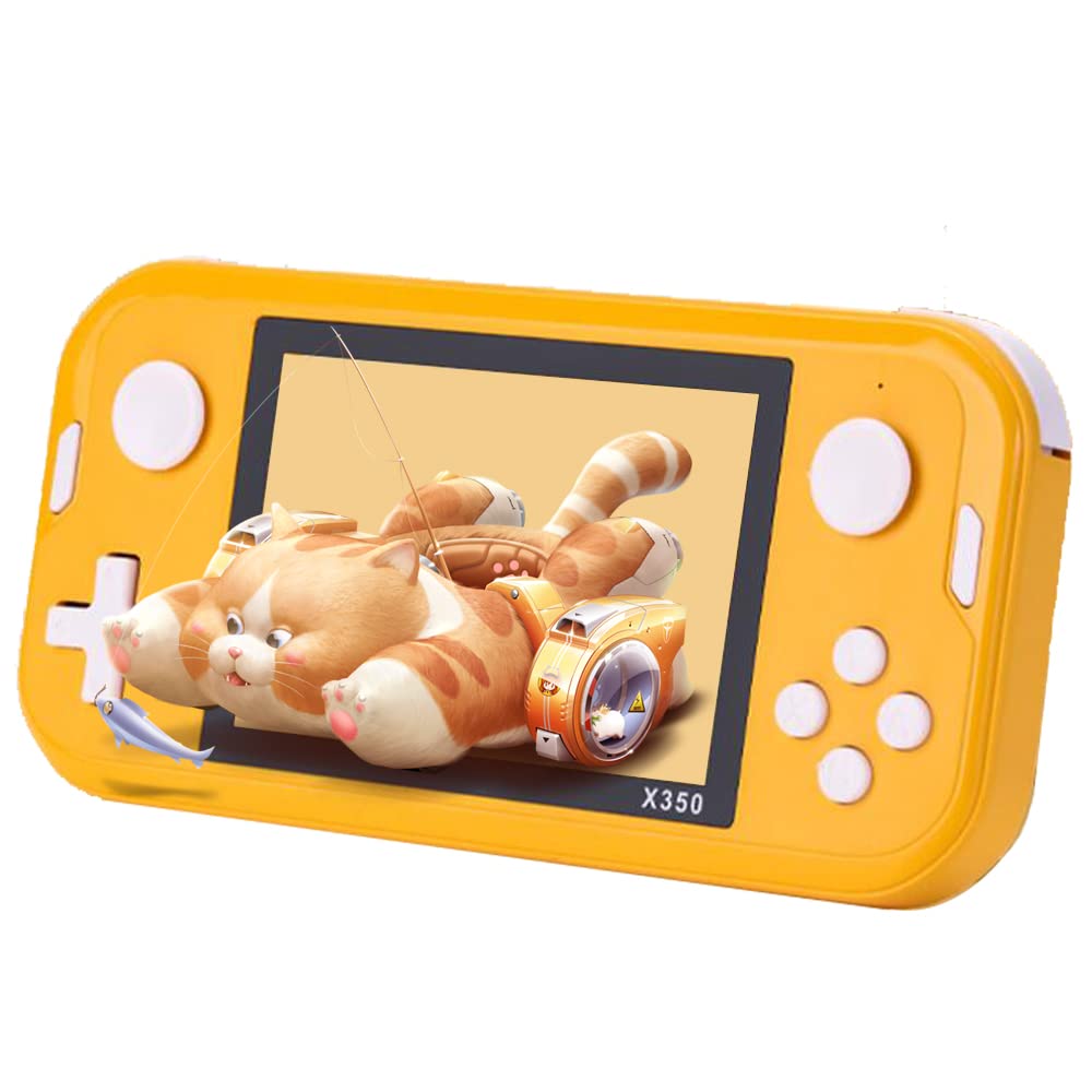 Diketigeey Handheld Game Console 3.5inch Mini Retro Gaming Player 700 Classic Games Preinstalled IPS Screen Rechargeable Game Consoles Box for Kids Boys Children(Yellow) (Yellow)