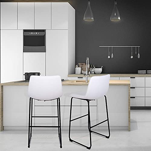 Scurrty Barstool Chairs Height Stools Pub Bistro Bar Counter Height Stools Pub Height Bar Stools With Back, PU Leather Bar Stools Set Of 2 Modern Kitchen High Dining Chairs With Metal Legs Upholstered