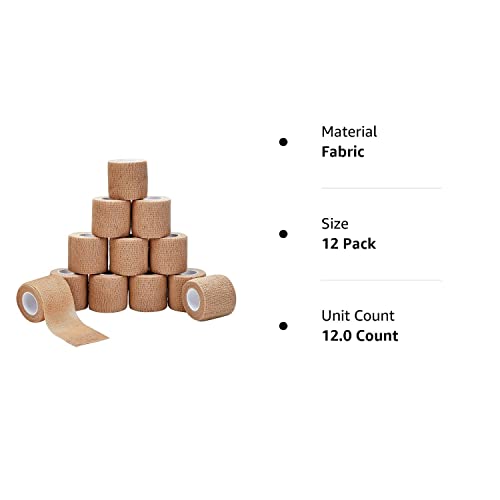 California Basics Self-Adhesive Bandage Wrap - 4 inch, 12 Pack - Suitable for All Sports - Breathable Athletic Tape for Wrists - Knee and Ankle