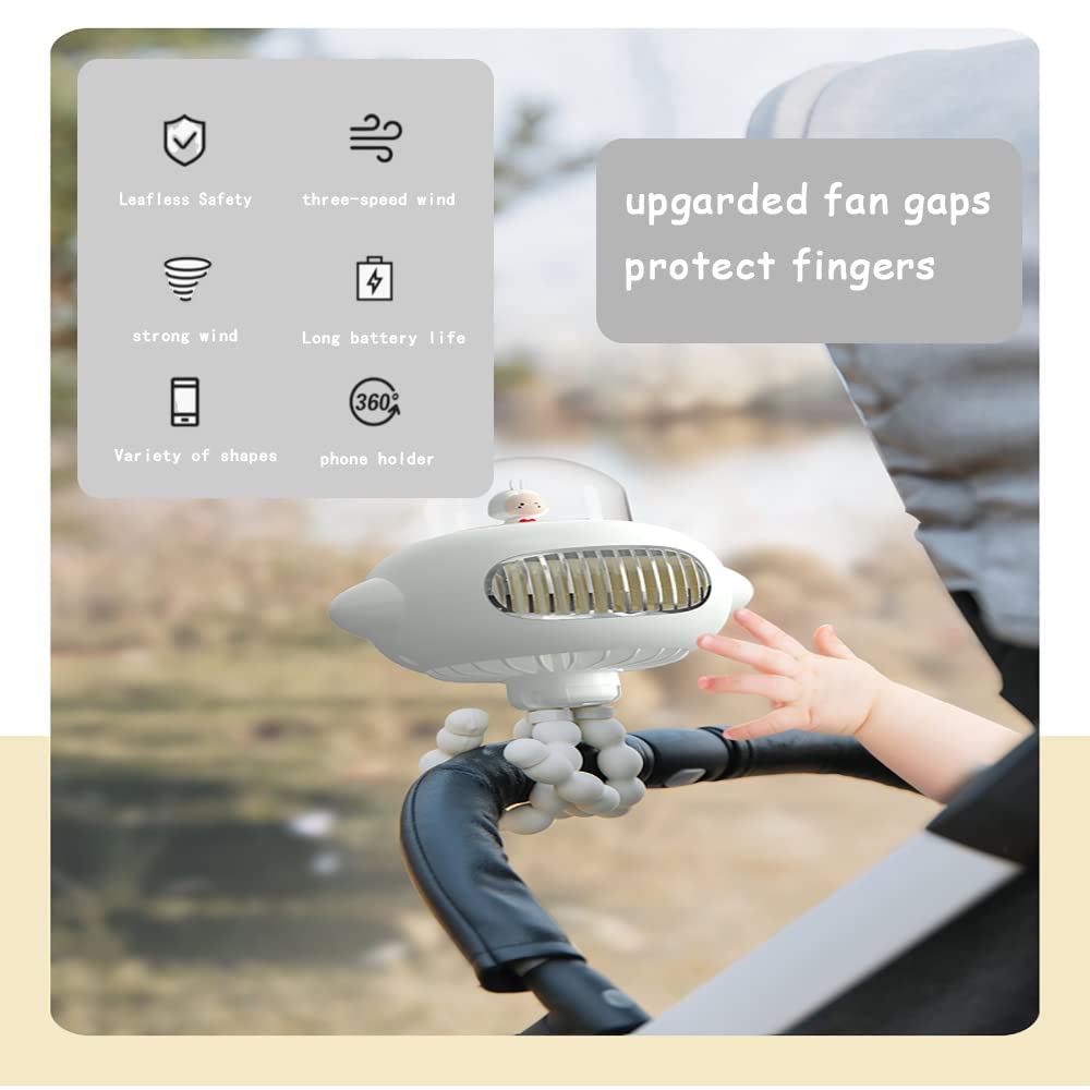 CoBuLLA Mini Handheld Personal Portable Fan, Baby Stroller Fan, 360°Rotation Mini Portable Fan, usb Desk Personal Fan for Stroller Accessories Crib Treadmill Camping Traveling
