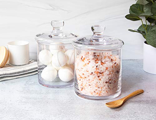 KooK Glass Apothecary Jar Set, Kitchen Storage Containers, Bathroom Jars, 36 Ounce, Set of 2