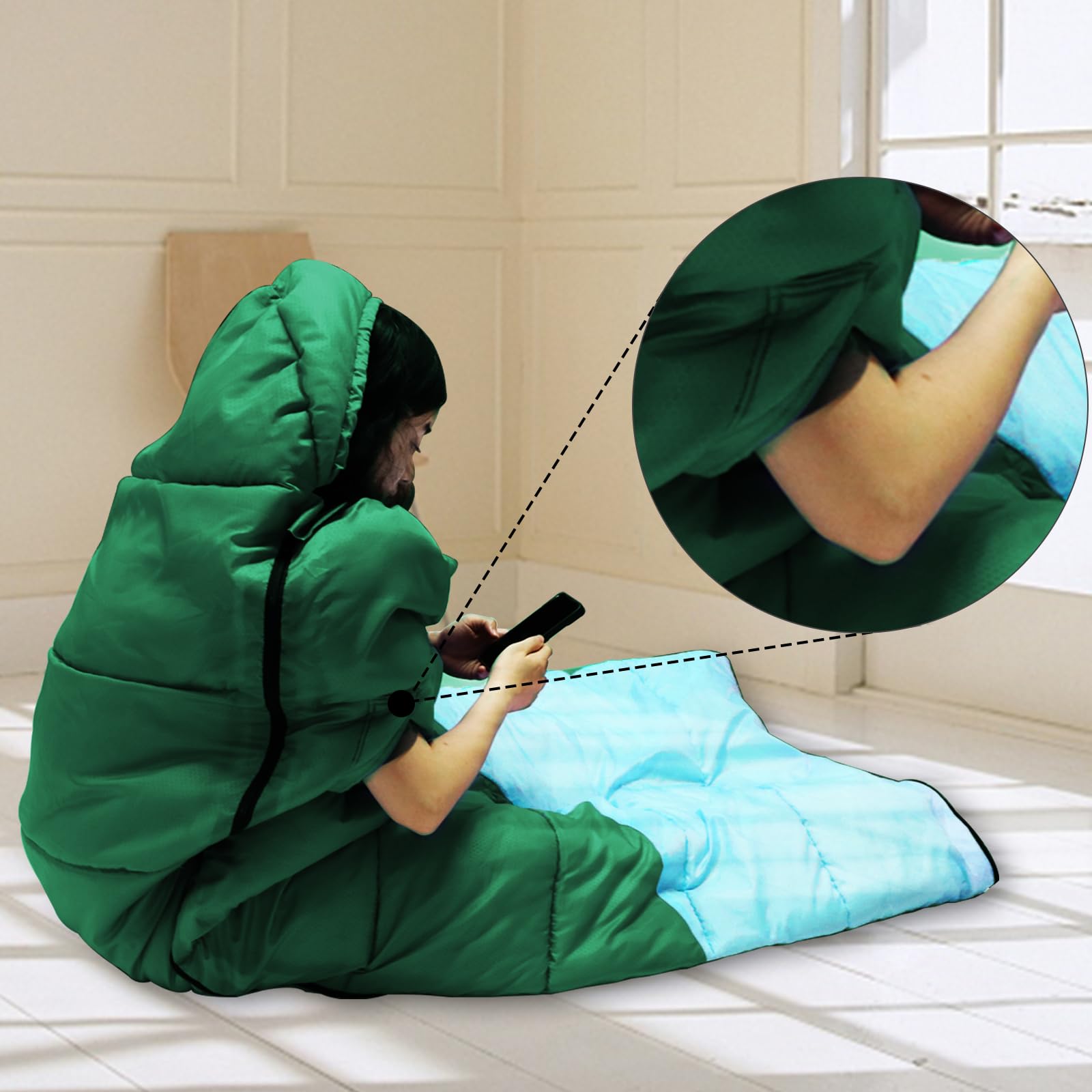 Camping Sleeping Bag for Adults Girls Boys All Season Spring Summer Fall Early Winter - Waterproof for Traveling Hiking