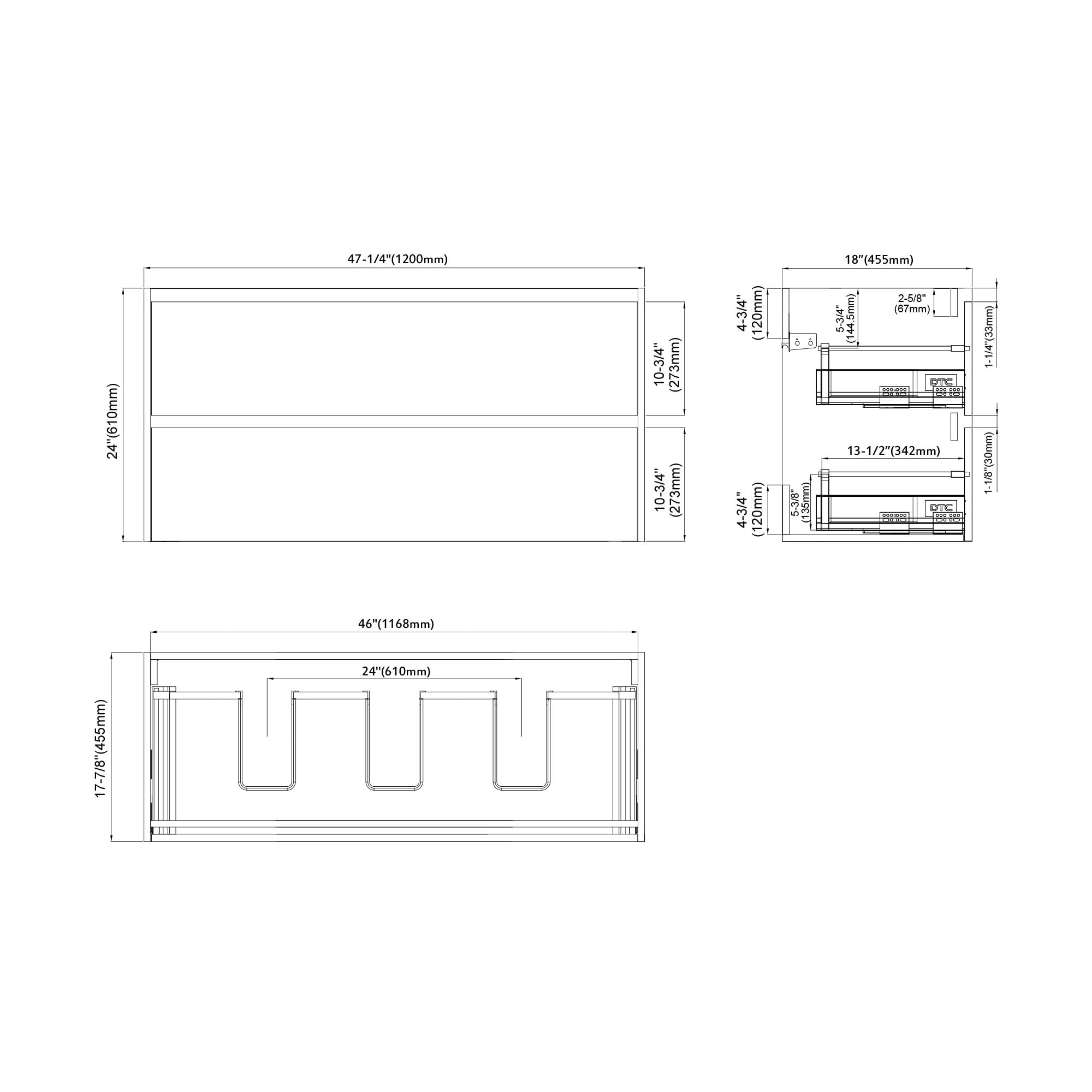 Dowell Series 004 Double Bathroom Vanity Set, 48", Matte Black