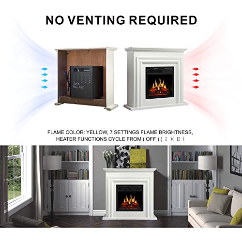 JAMFLY Electric Fireplace with Mantel Package Freestanding Fireplace Heater Corner Firebox with Log & Remote Control,750-1500W, Lvory White…