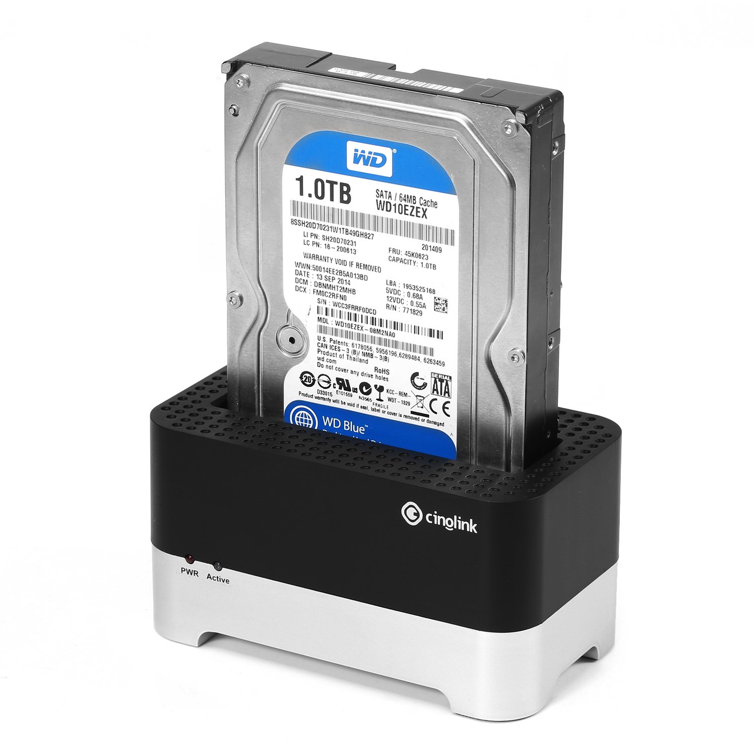 Cinolink Hard Drive Dock Docking Station USB 3.0 to SATA 2.5/3.5 Inch Hard Drive Docking Station with 3.3 Feet USB 3.0 Cable for HDD/SSD Support 8TB