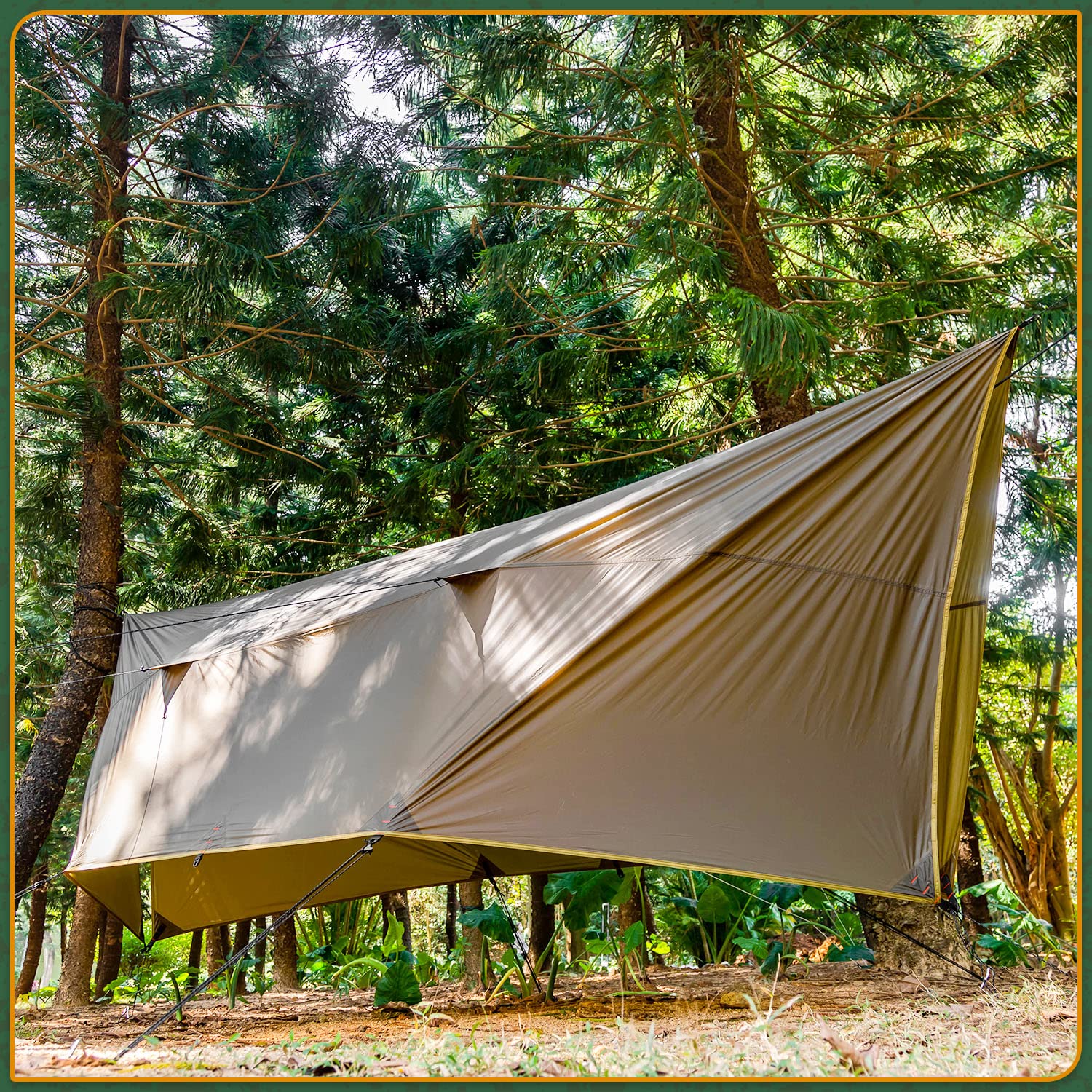 Camping Tarp Hammock Tarp 9×12ft Ultralight 20D Silnylon Waterproof 3000mm for Hiking Backpacking - Wolfden UL