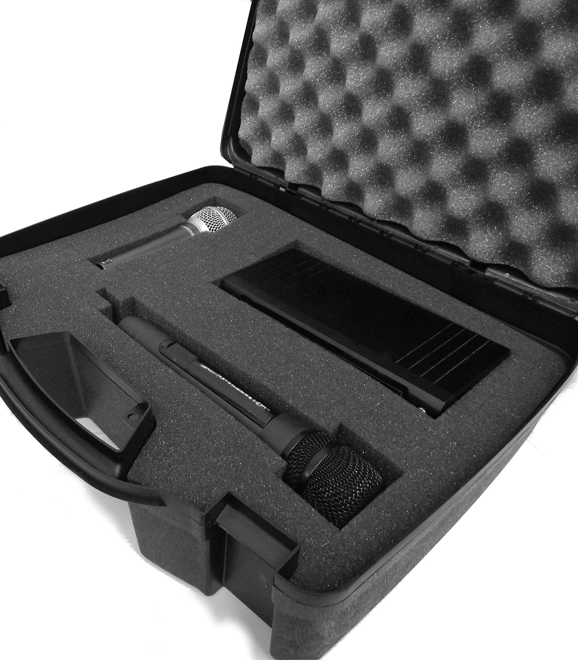 CASEMATIX Wireless Microphone Case Compatible with Shure, AKG, Sennheiser, GTD, Innopow, Fifine and Other Mic Receivers and Transmitters in Customizable Foam - Case Only for Mics