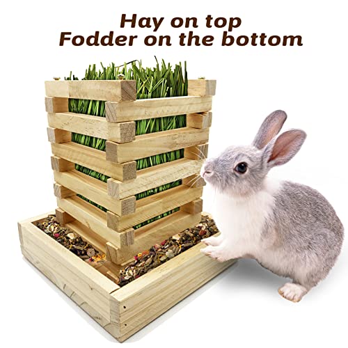 Rabbit Wooden Hay Feeder Chinchilla Food Dispenser Small Animal Hay Rack Bunny Cage Accessories for Guinea Pig Hamster
